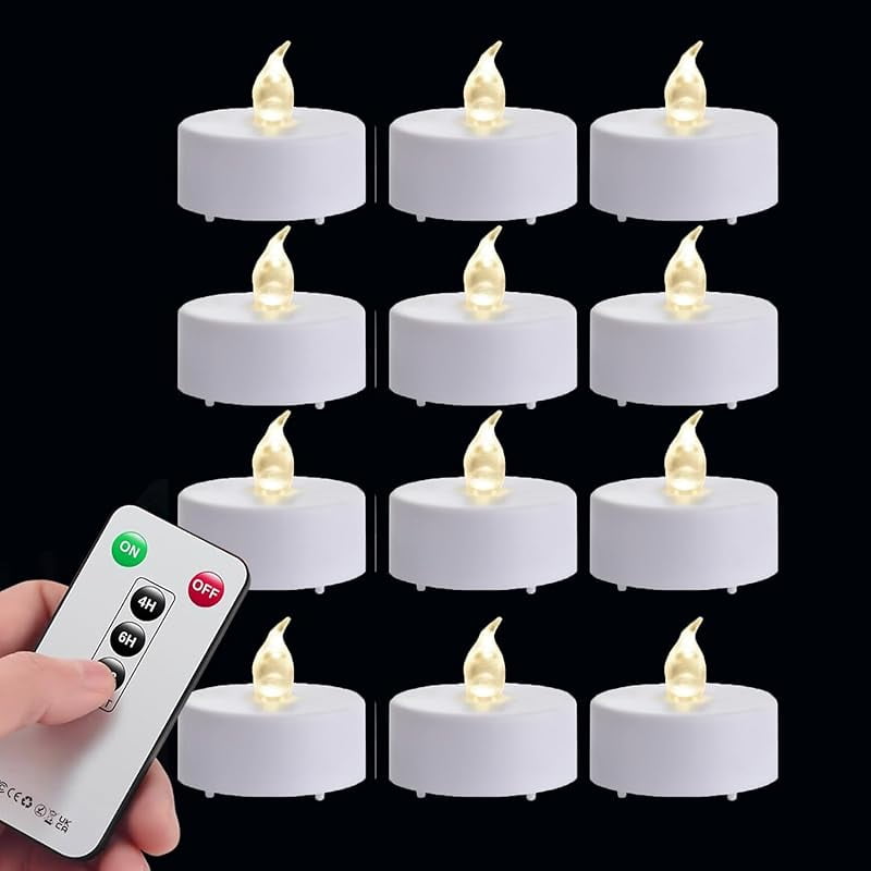 Flickering Flameless LED Candles with 10-Key Remote & Timer, Waterproof Outdoor Indoor f Battery ...