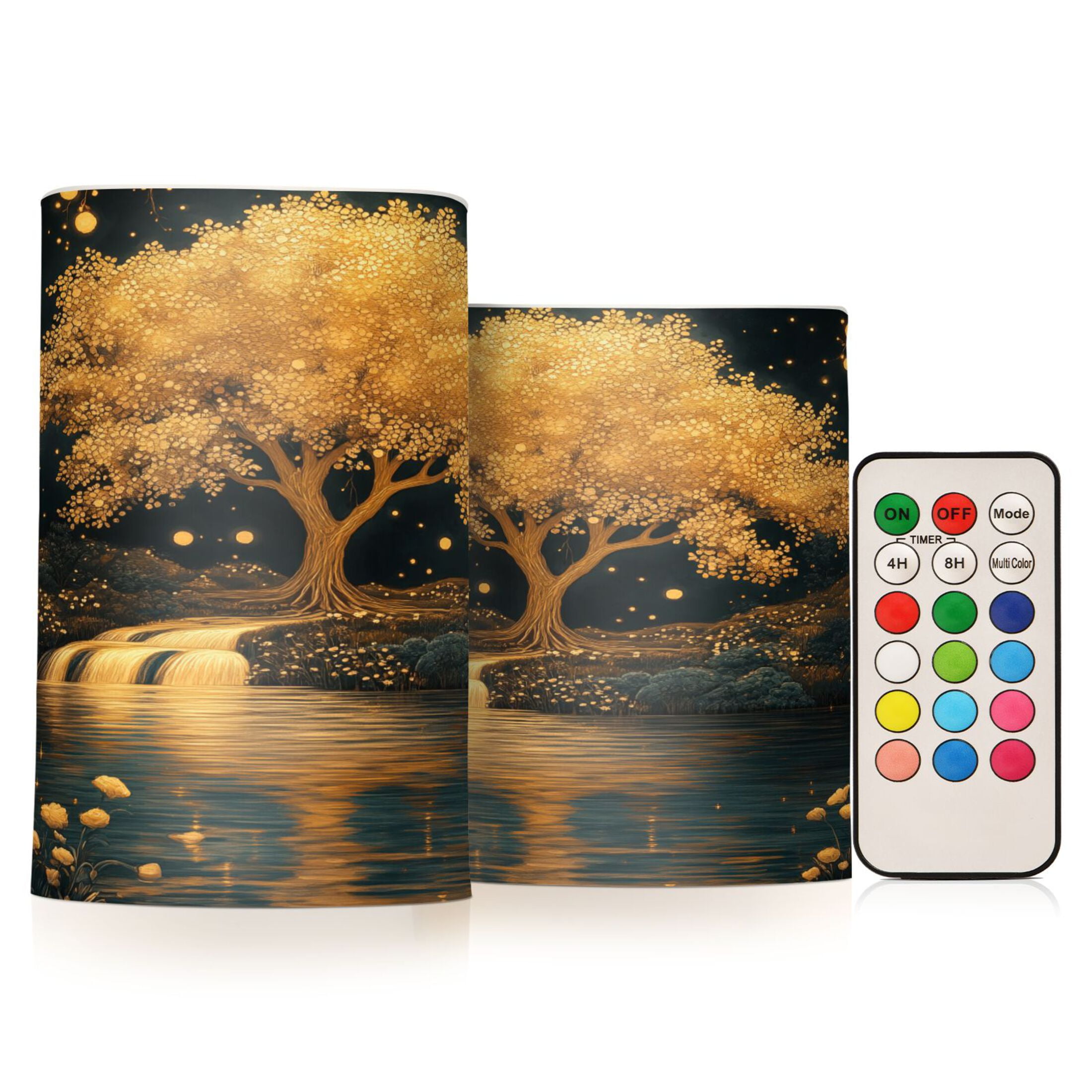 Flickering Flameless LED Candles set of 2 Battery Operated 18-Key ...