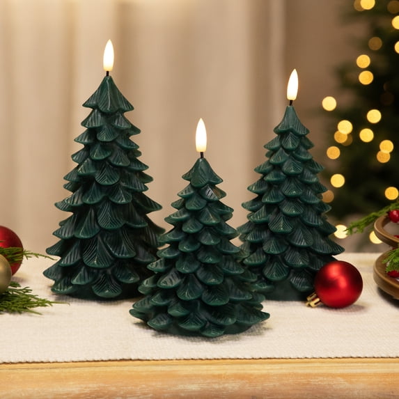 Northlight Flickering LED Flameless Christmas Tree Wax Candles - 7.25 ...