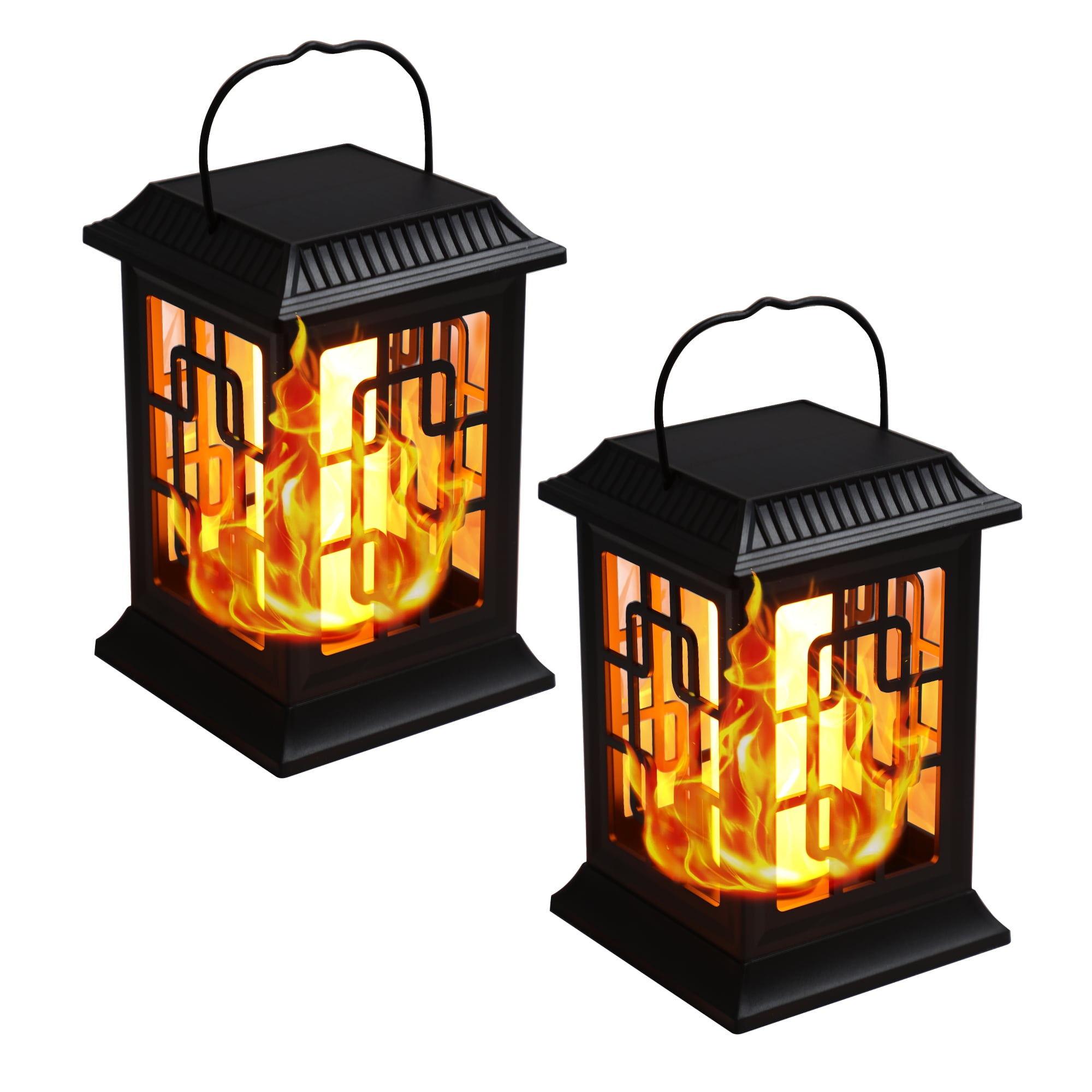 Flickering Solar Lantern Outdoor Waterproof Hanging Flame Solar Powered ...