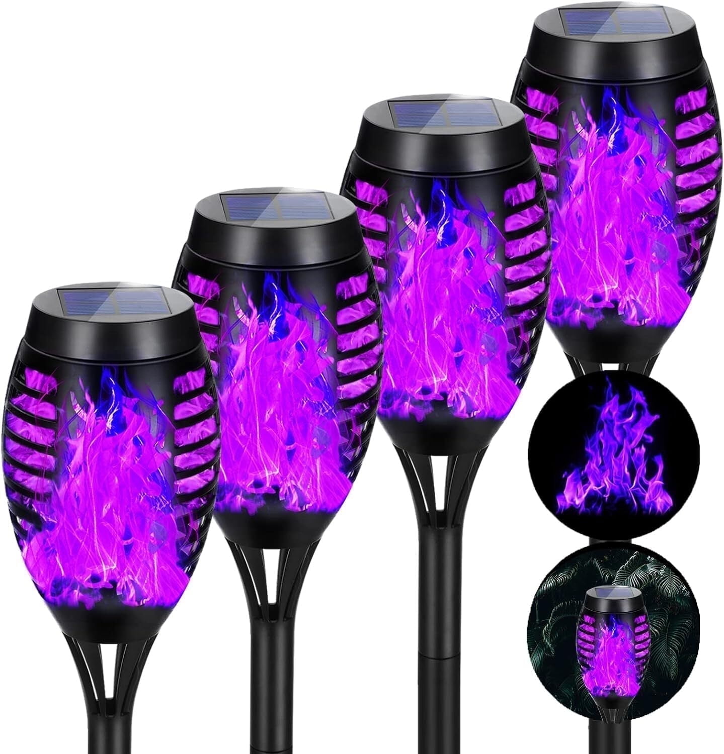 Havenhomer Flickering Solar Lights, 4 Pack LED Tiki Torches, Waterproof ...