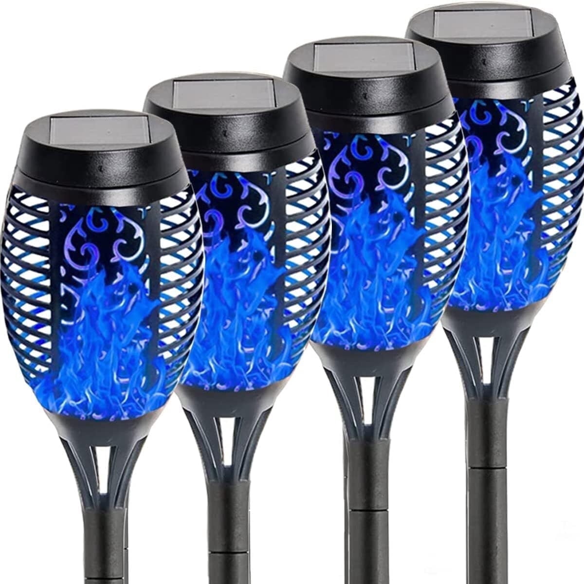 Flickering Solar Lights Outdoor with Flickering Flame,4Pack LED tiki ...