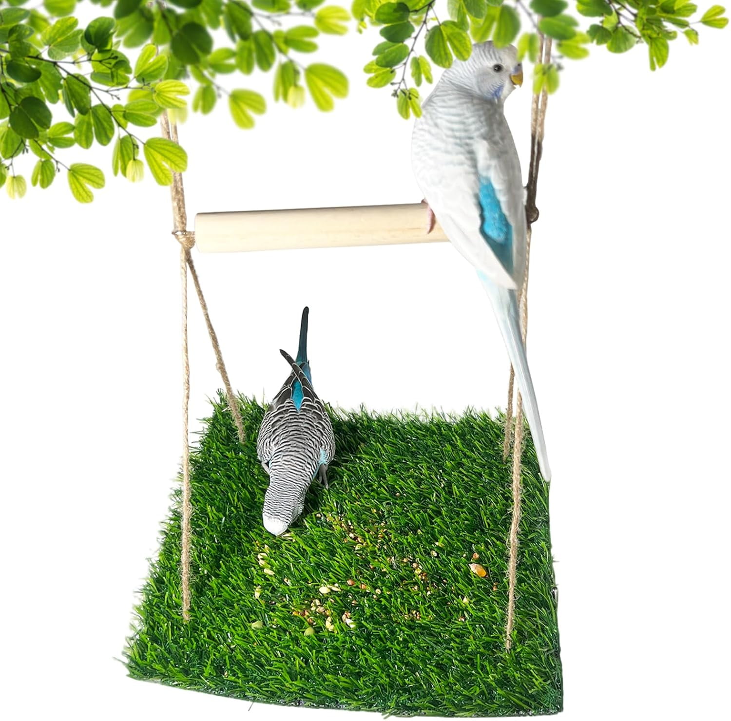 FlidRunest Bird Swing Mat with Wood Perch, Lawn Swing Hammock for ...