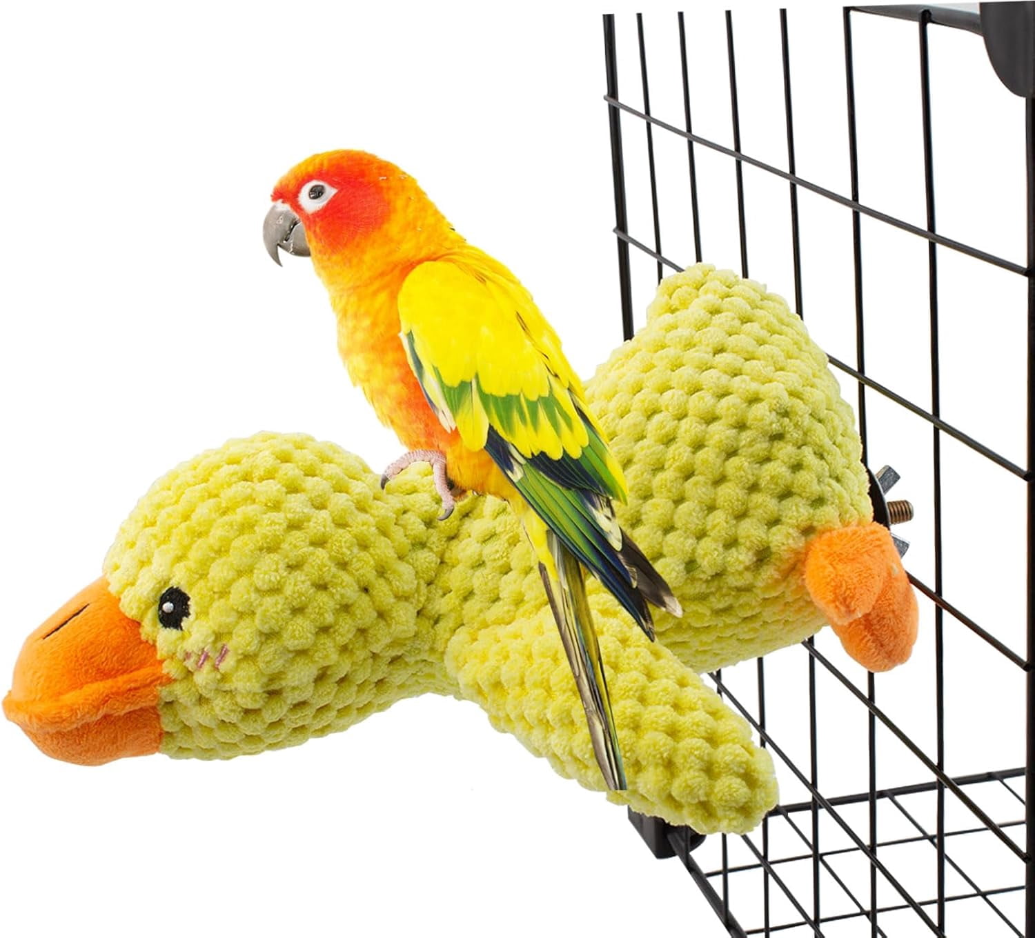 FlidRunest Conure Perch Duck Toy, Soft Parrot Perch Stand Chewing Toy ...