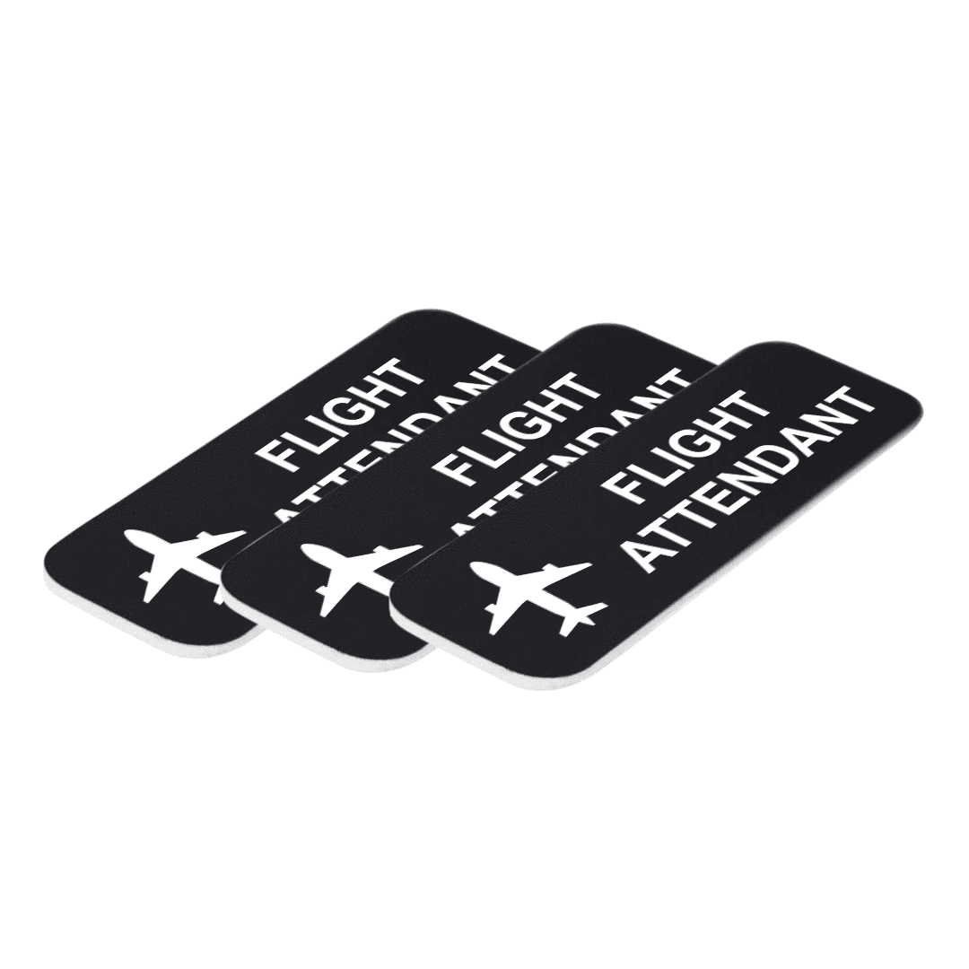 Flight Attendant 1 x 3" Name Tag/Badge, Black, (3 Pack) - Walmart.com
