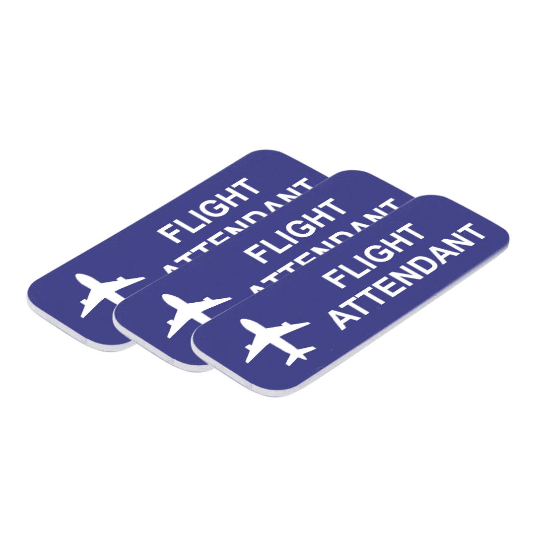 Flight Attendant 1 x 3" Name Tag/Badge, Blue, (3 Pack) - Walmart.com