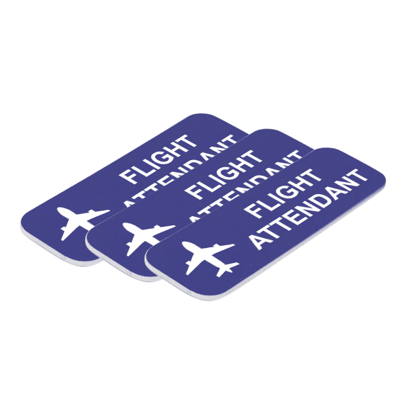 Flight Attendant 1 x 3" Name Tag/Badge, Blue, (3 Pack) - Walmart.com