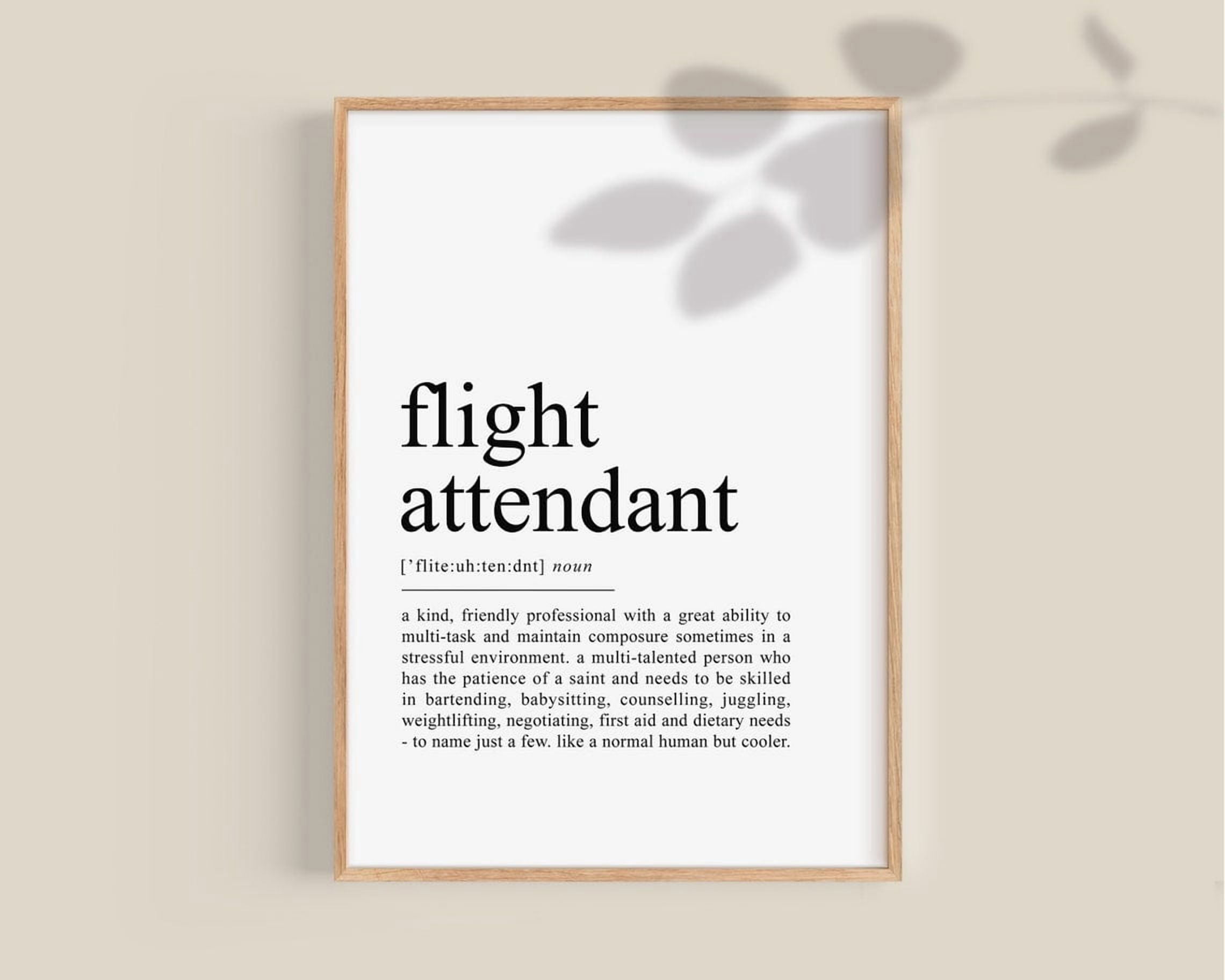 Flight Attendant Definition Poster Cabin Crew Gifts, Aircraft Attendent ...