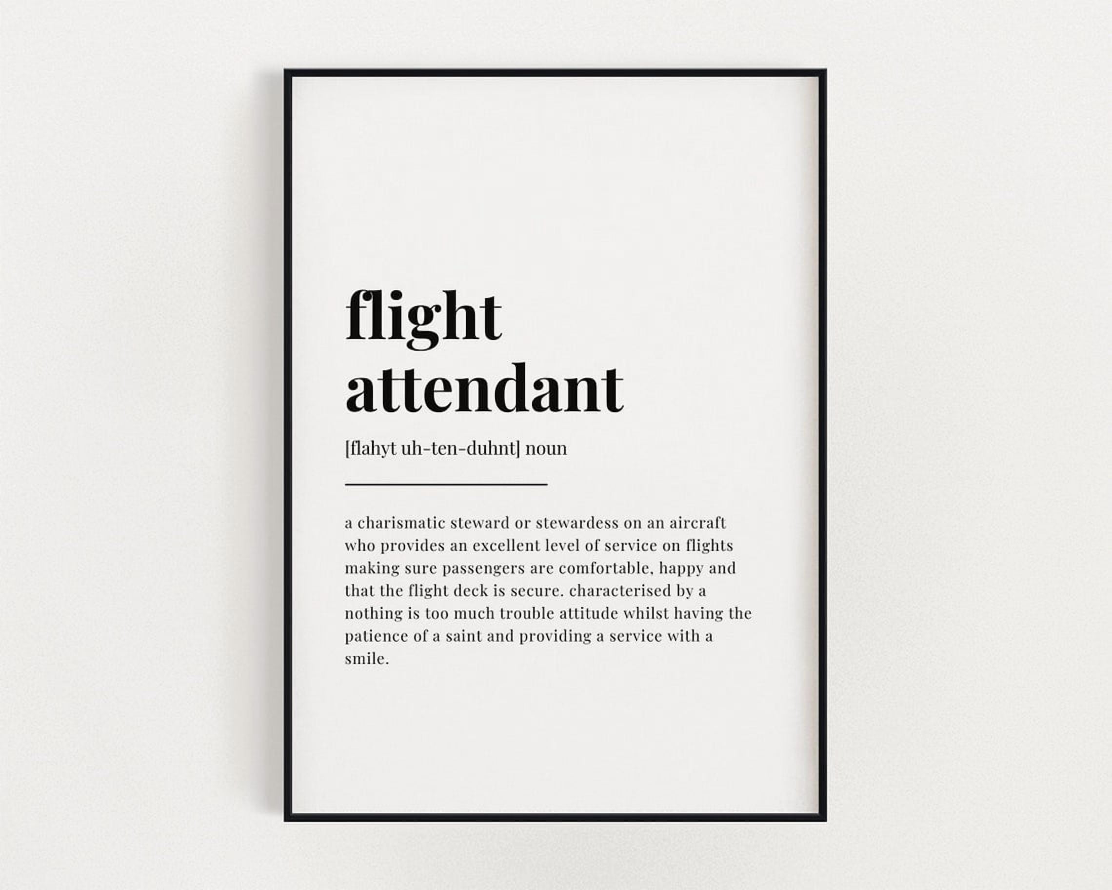 Flight Attendant Definition Print, Wall Art Print, Definition Print ...