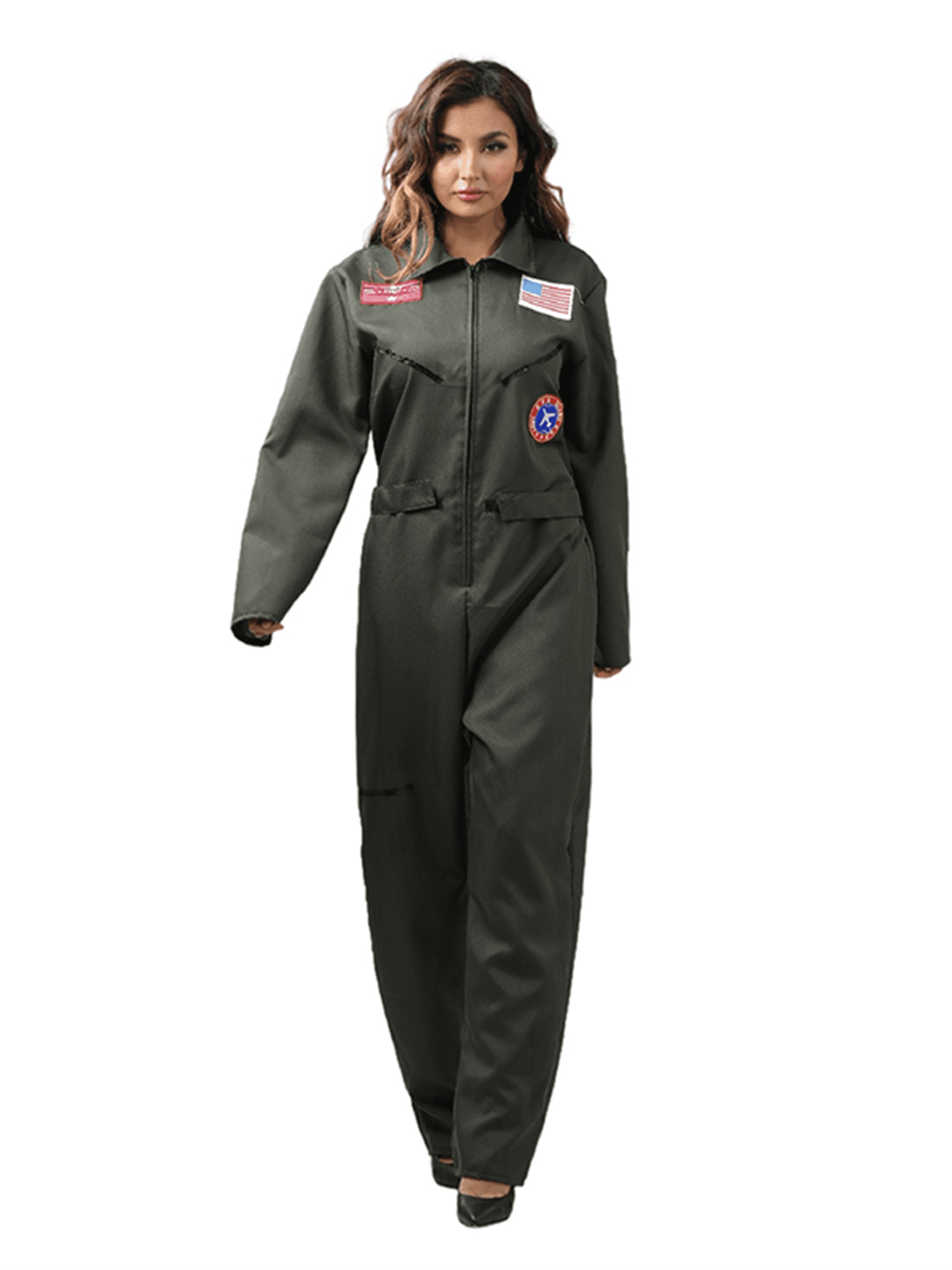Flight Pilot Jumpsuit Halloween Cosplay Costume for Men Women Green ...