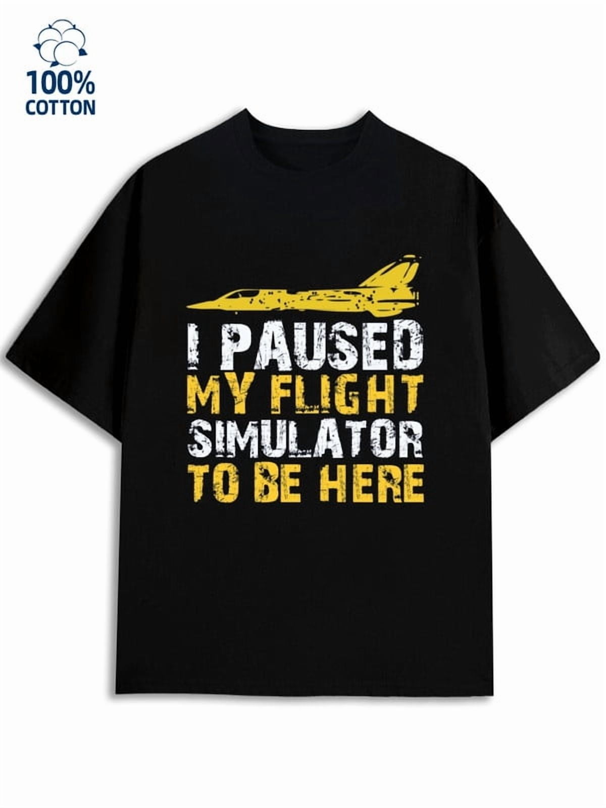 Flight Sim Tee men's game 180G 100% Cotton black game game over Casual ...