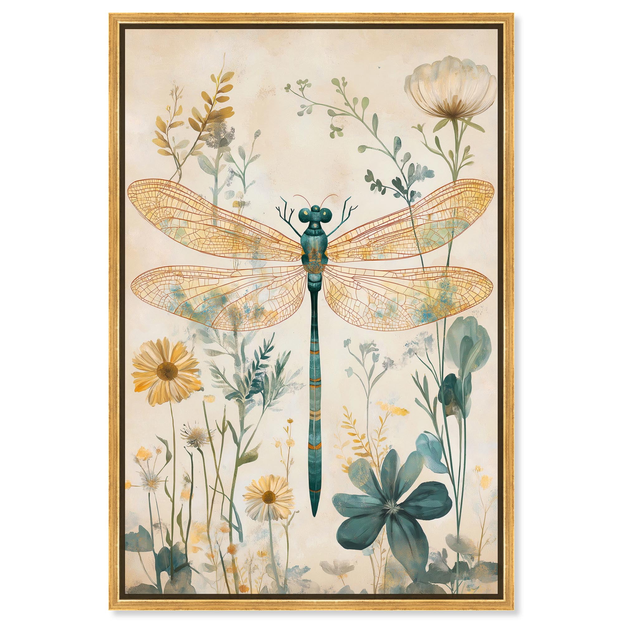 Flight of Fancy Canvas Vintage Botanicals by Art Remedy, Gold Frame, 10 ...