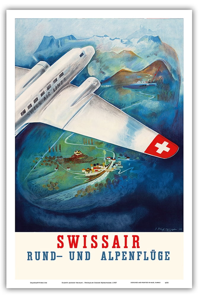 Flights around the Alps (Rund- und Alpenfluge) - Swissair - Vintage ...