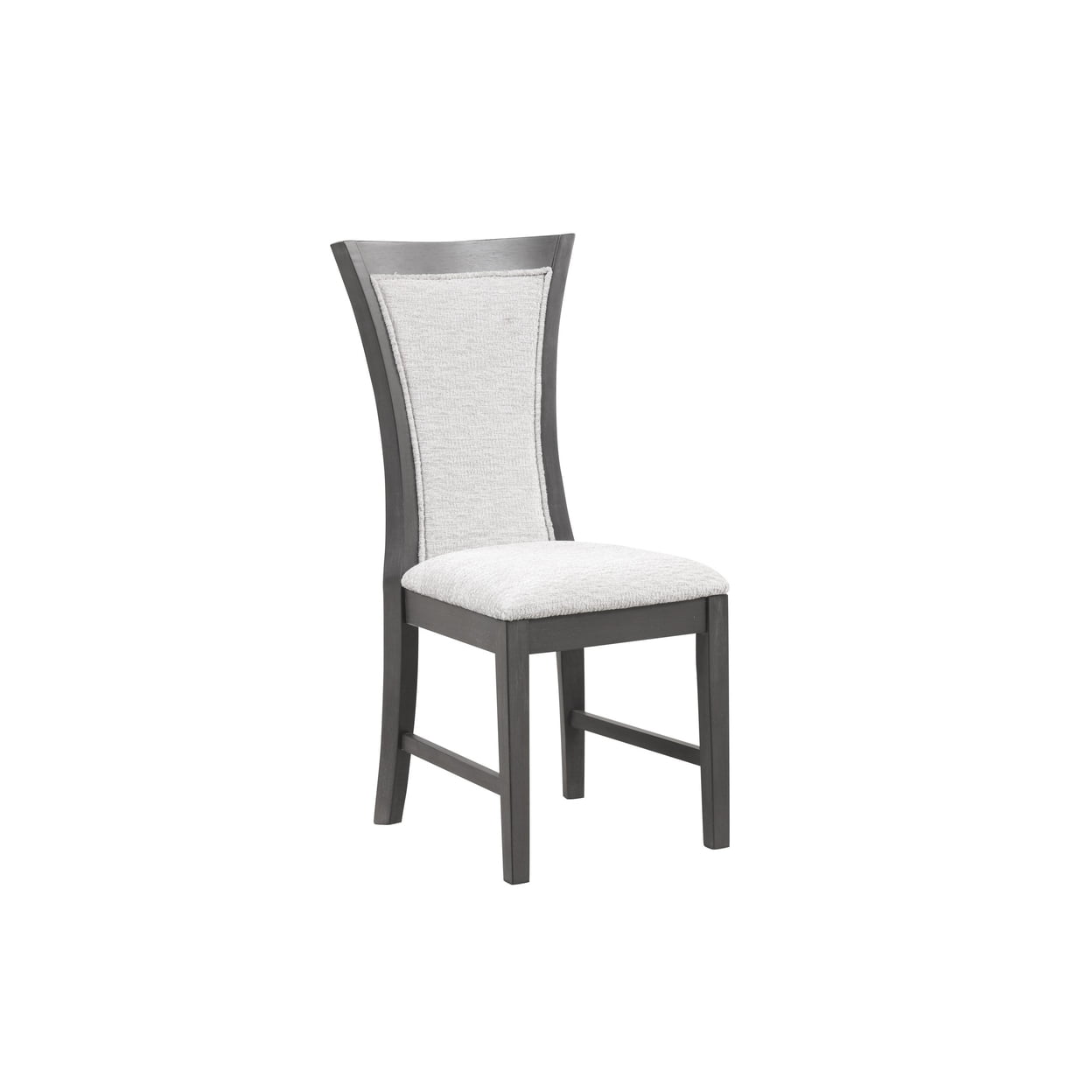 Flin 17 Inch Set of 2 Dining Chairs Flared Backrest Gray Wood Fabric ...