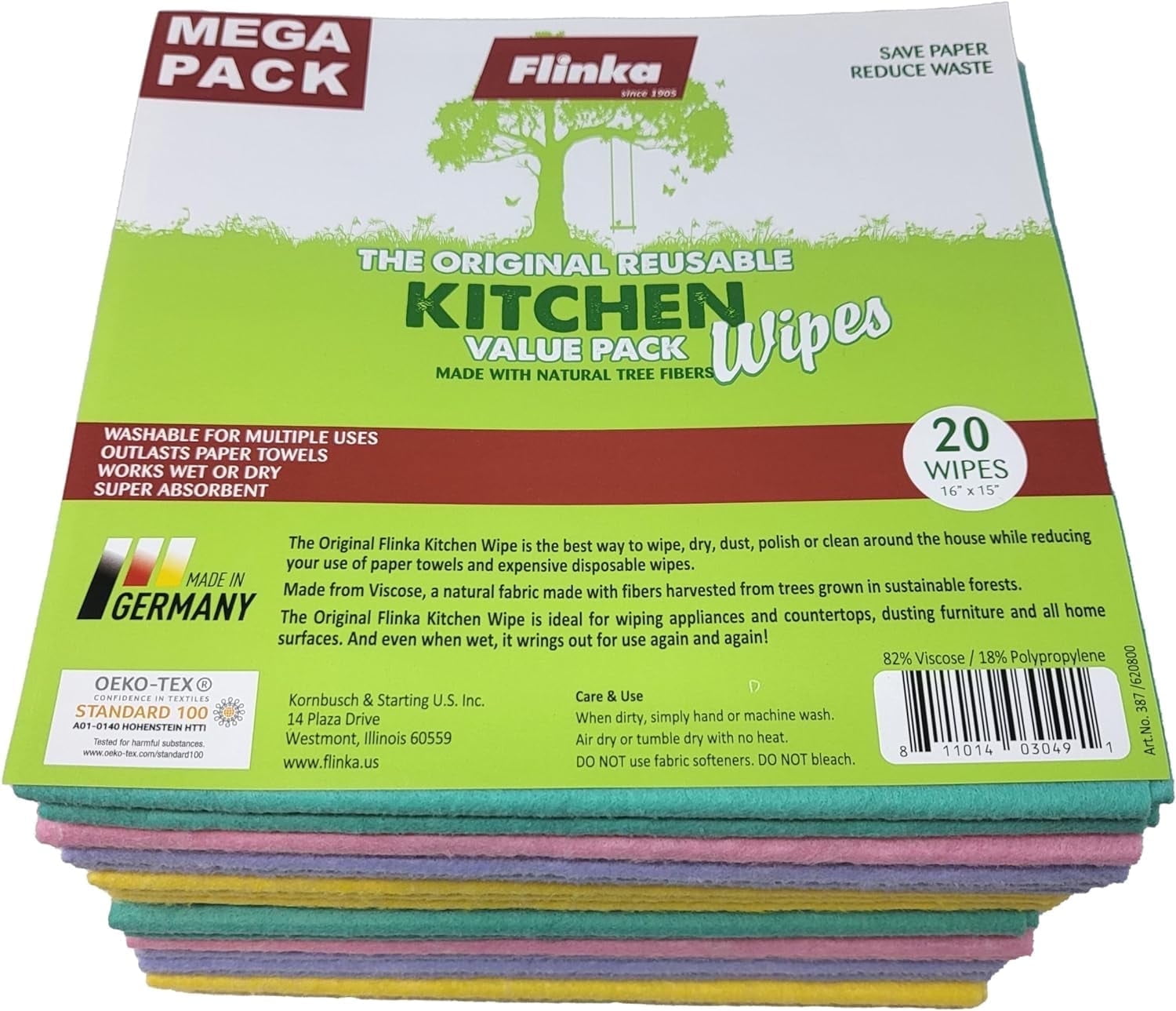 Flinka Kitchen Wipes 20 Count Mega Pack - Large (16 in. x 15 in ...