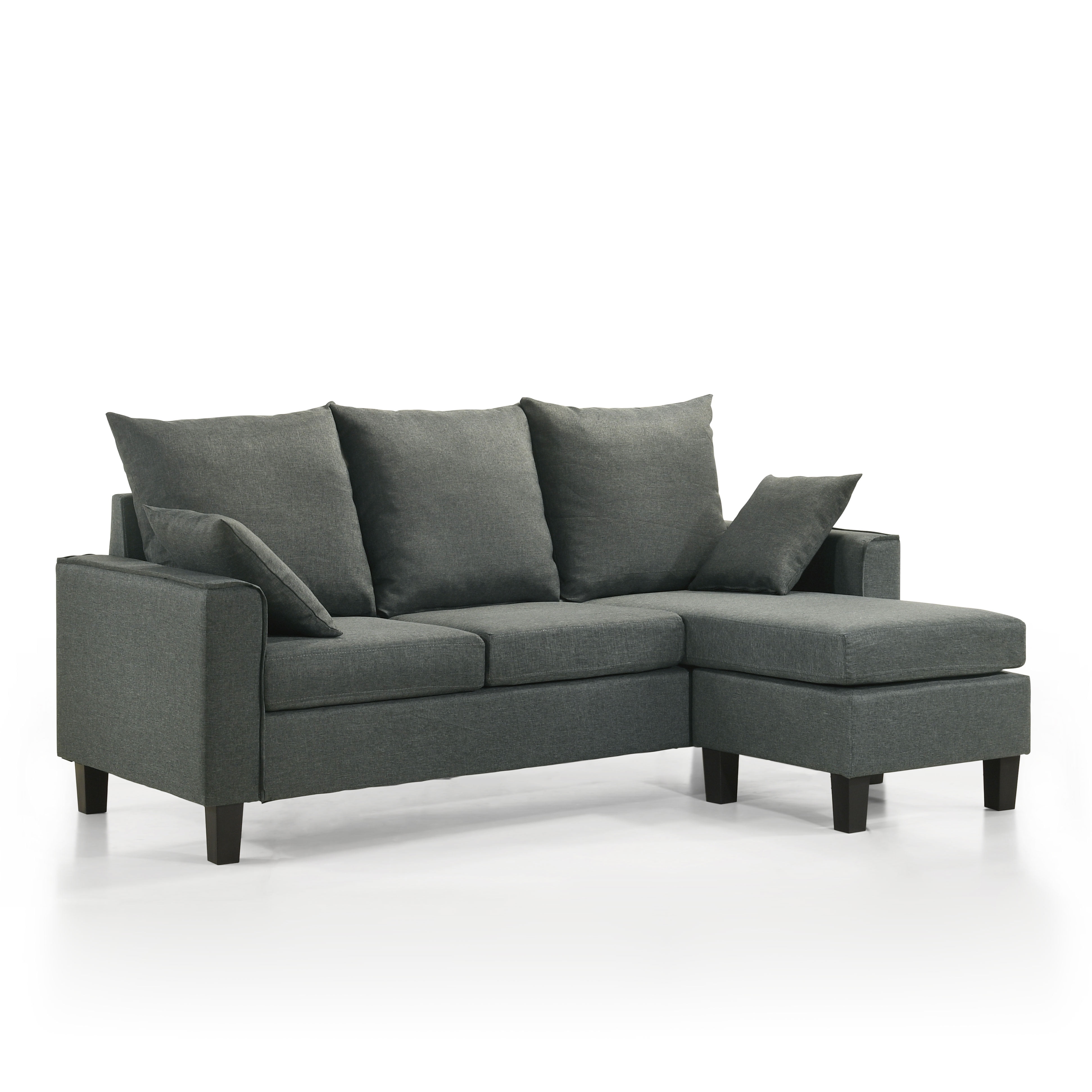 Flint 63.5" Dark Gray Livingroom Modular L-Shape Sectional Sofa ...
