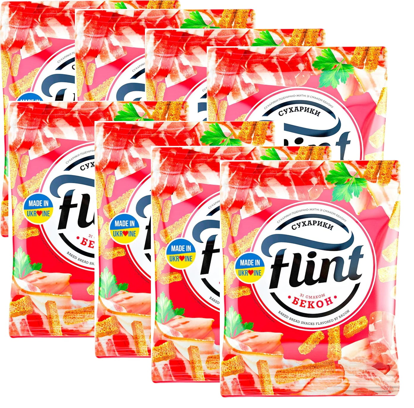 Flint Flavored Bread Rusks (Croutons) Bacon Flavor (pack of 8 ...