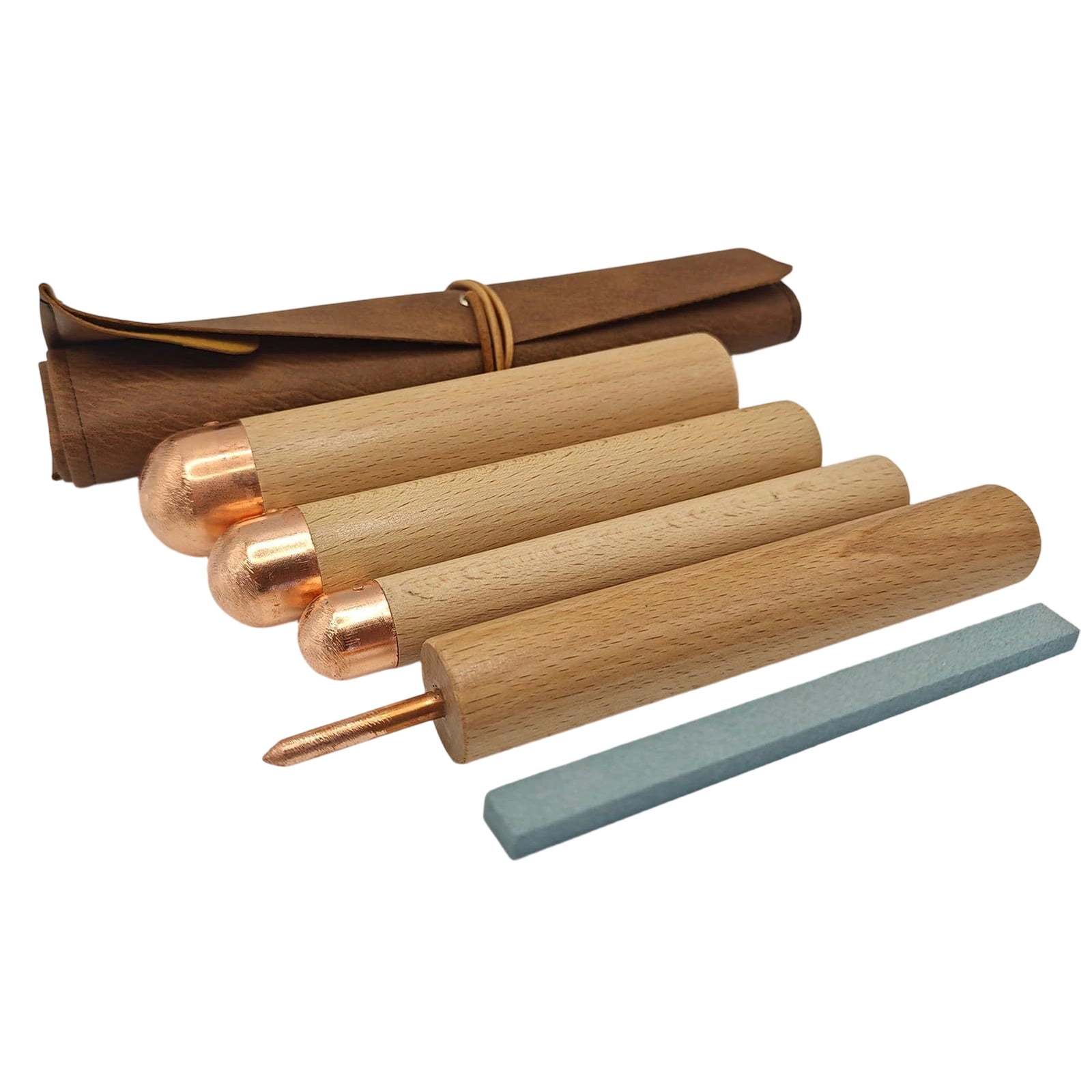 Flints Knapping Tool Set with Pressure Flaker and Three Copper Boppers for Crafting Applications ...