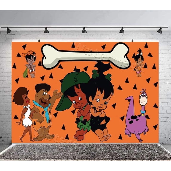 Flintst Background Banner Birthday Backdrop Party Supplies Taspestry ...