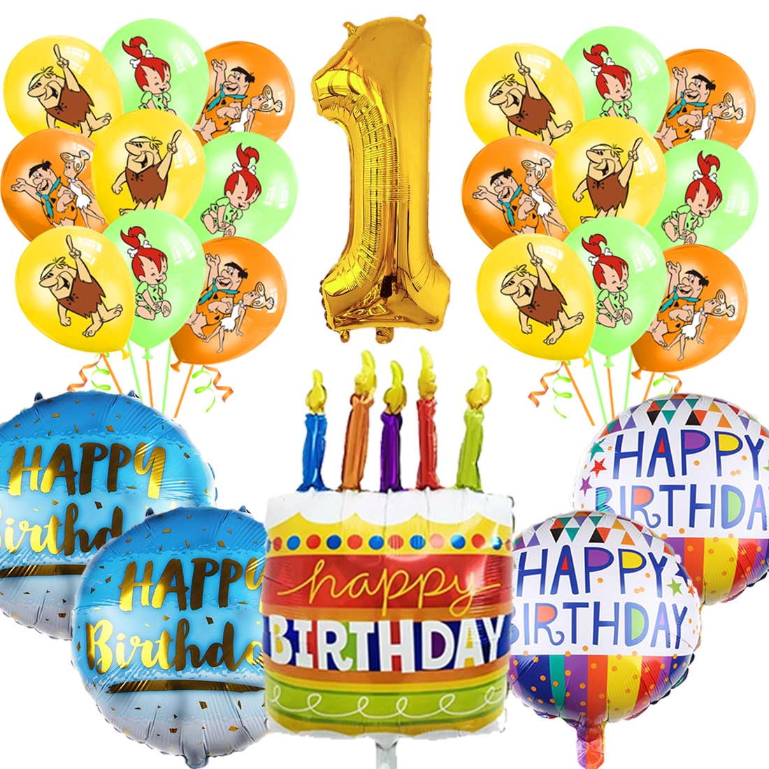 Flintstones Balloons Party Supplies 1st Big Number Decorations Decor ...