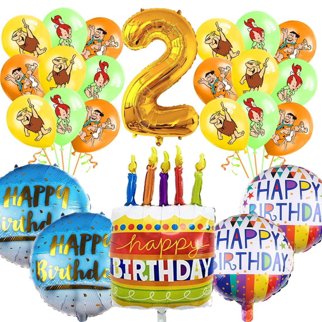 Flintstones Balloons Party Supplies 2nd Big Number Decorations Decor ...