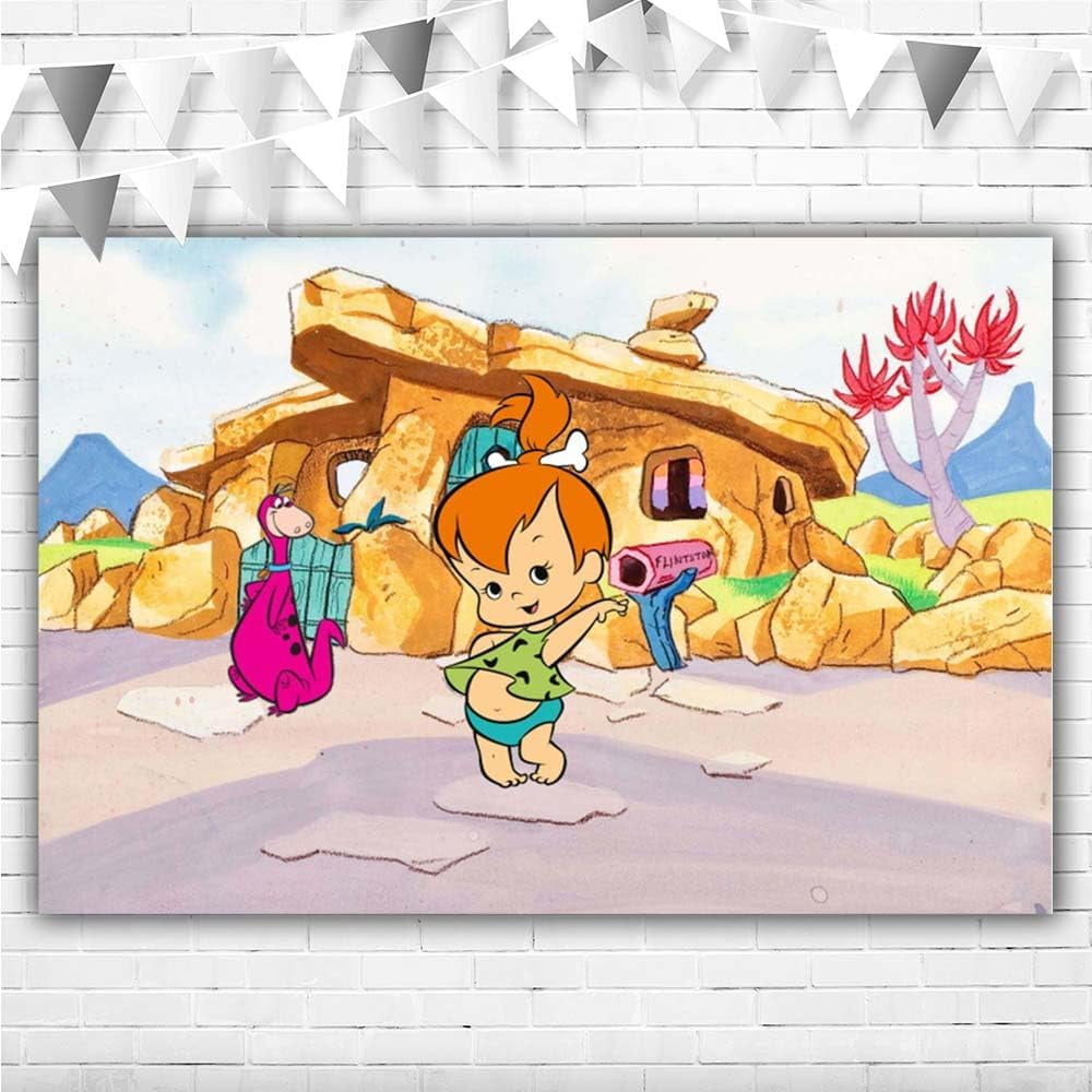 Flintstones Pebbles 1st Birthday Party Decorations 5x3ft Vinyl Pebbles ...