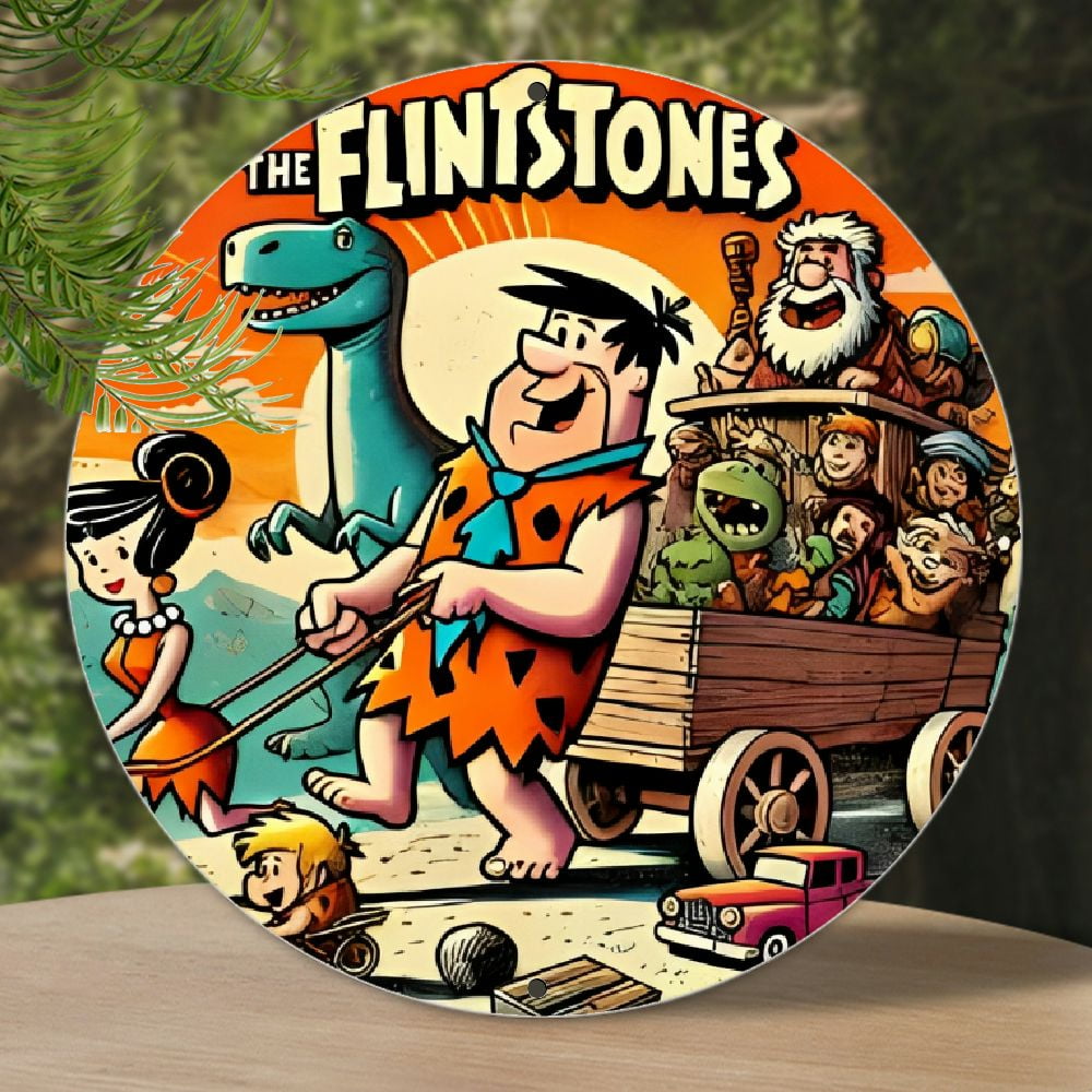 Flintstones Vintage Aluminum Engraved Sign, 8x8 Inch Round Metal Wall ...