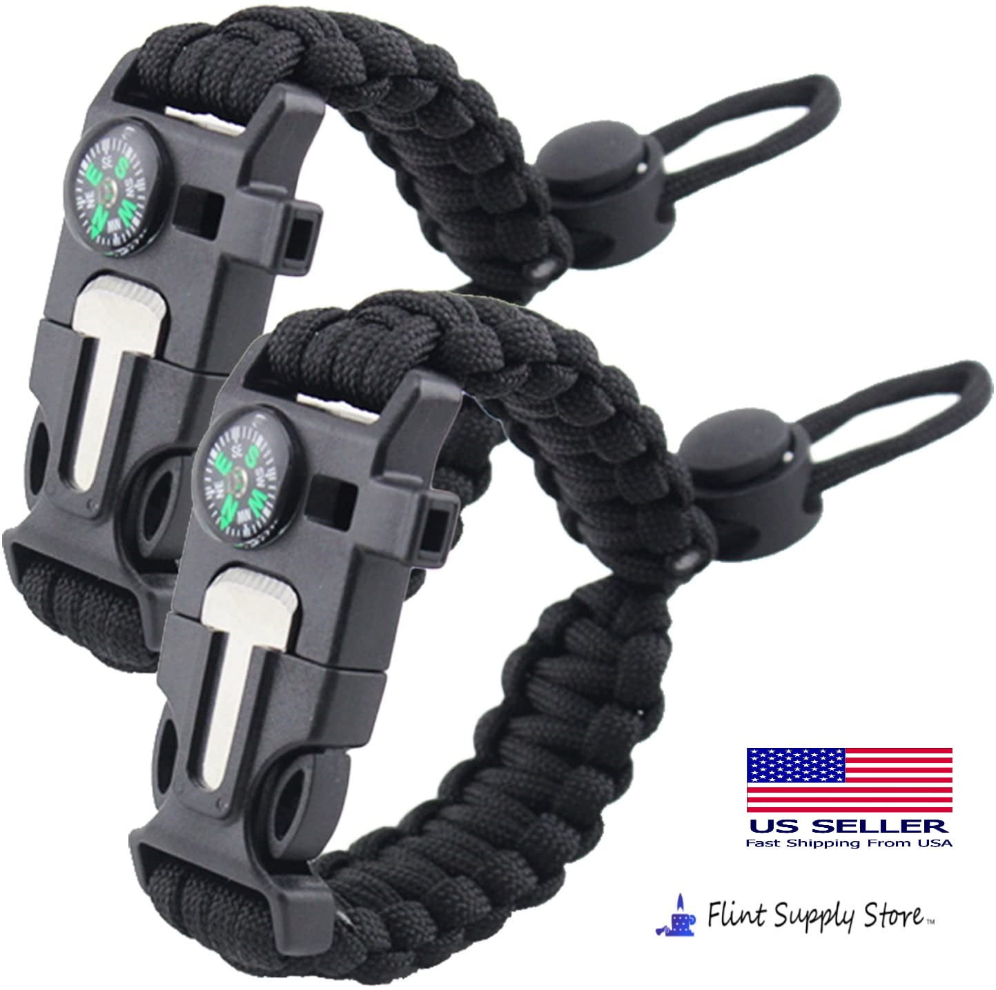 Flintsupplystore, 5 in 1 Adjustable Paracord Emergency Bracelet Fire ...