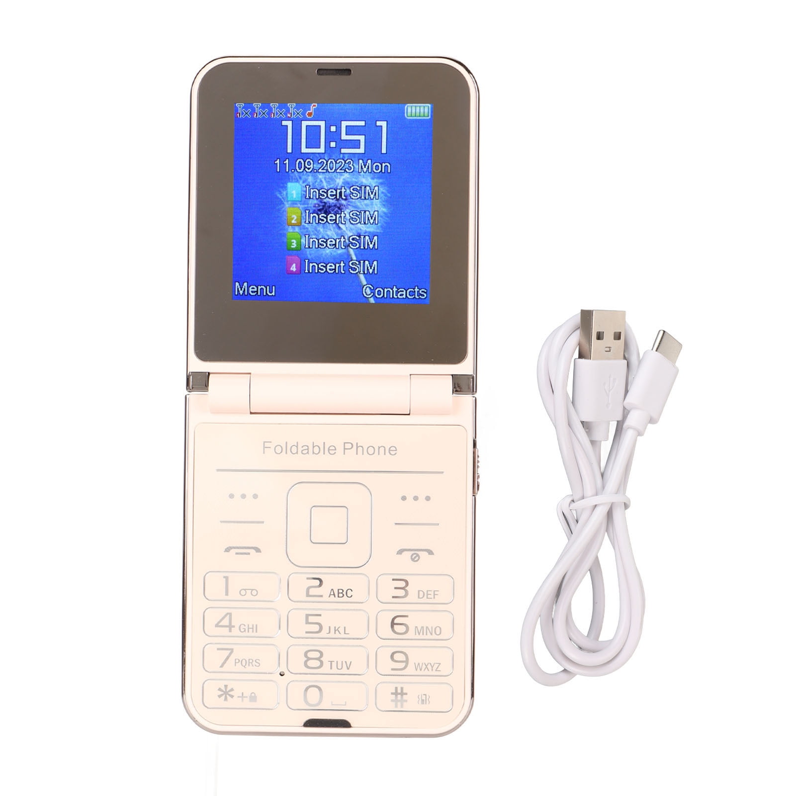 Flip 2G Phone 2.6in Senior Cellphone 2 Screen 1.3MP 4 SIM Cards Standby ...