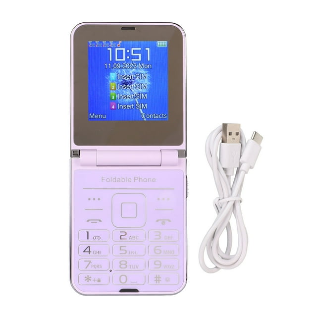 Flip 2G Phone 2.6in Senior Cellphone 2 Screen 1.3MP 4 SIM Cards Standby ...