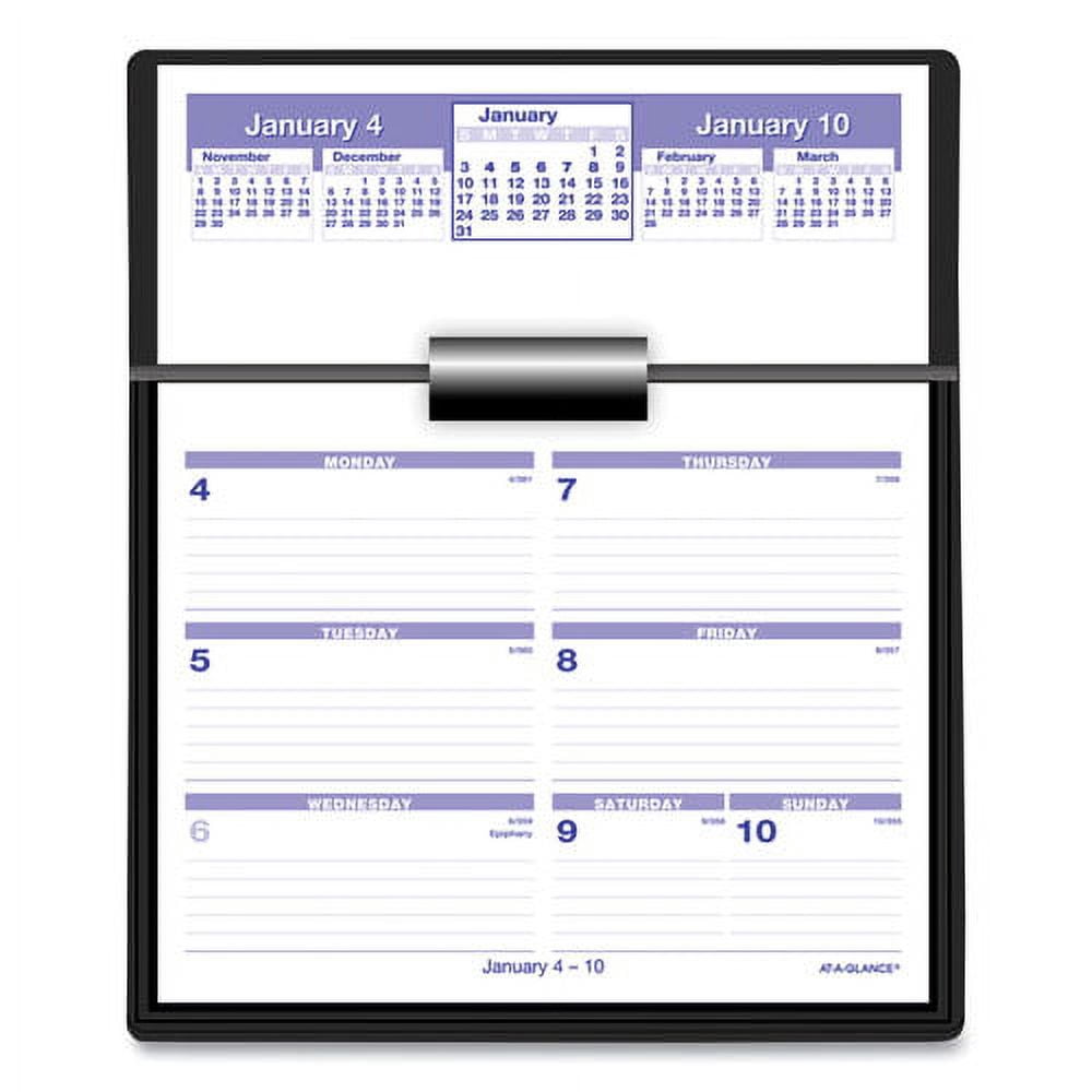 Flip-A-Week Desk Calendar and Base, 7 x 5.5, White Sheets, 12-Month ...