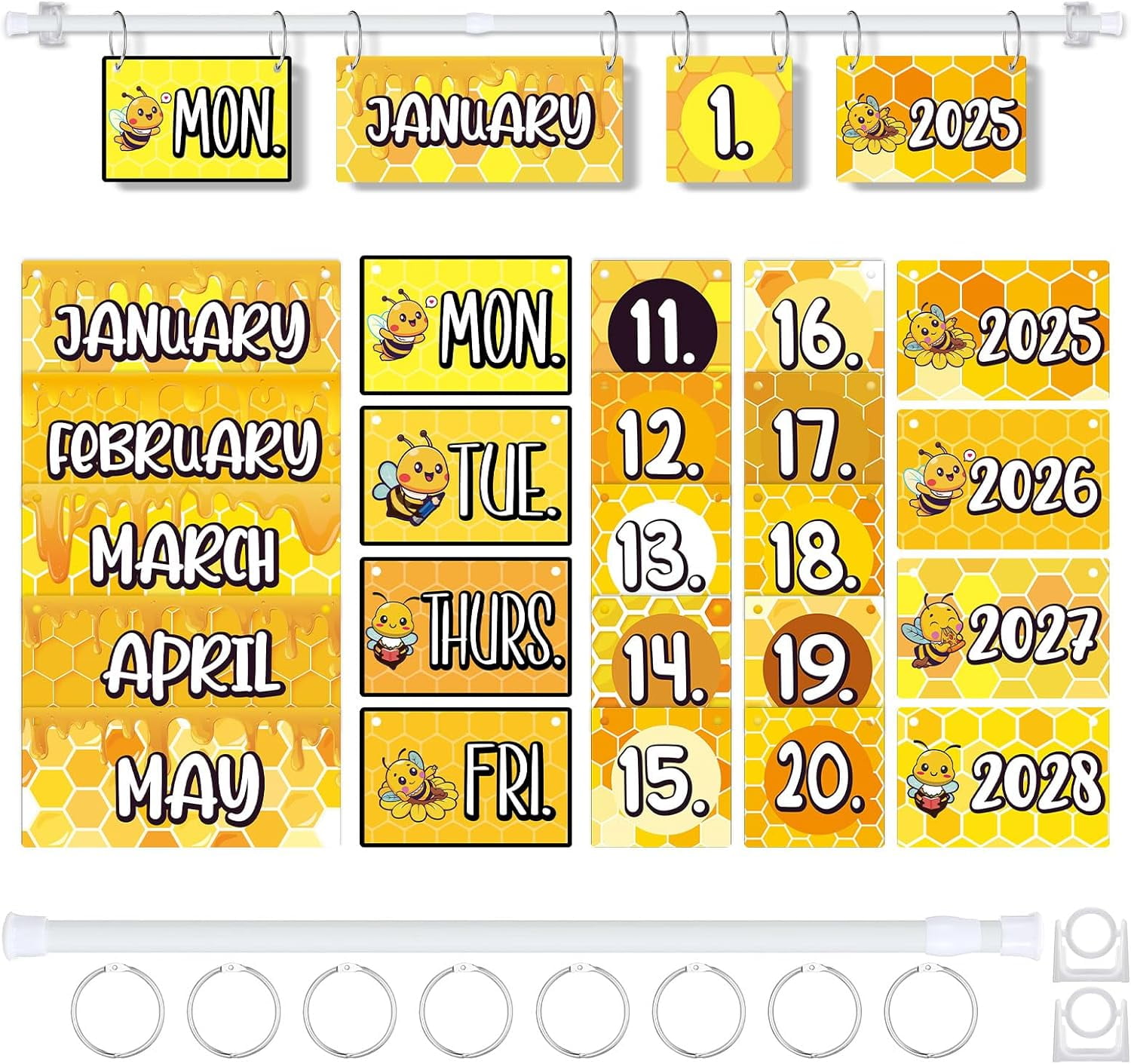 Flip Calendar Bulletin Board Set with Holder Adjustable Calendar ...