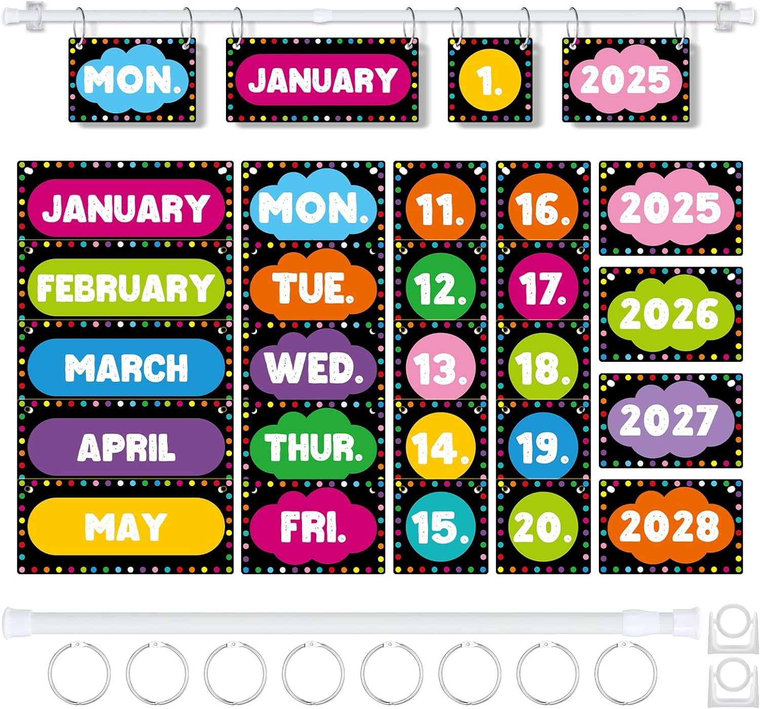 Flip Calendar Bulletin Board Set with Holder Adjustable Calendar ...