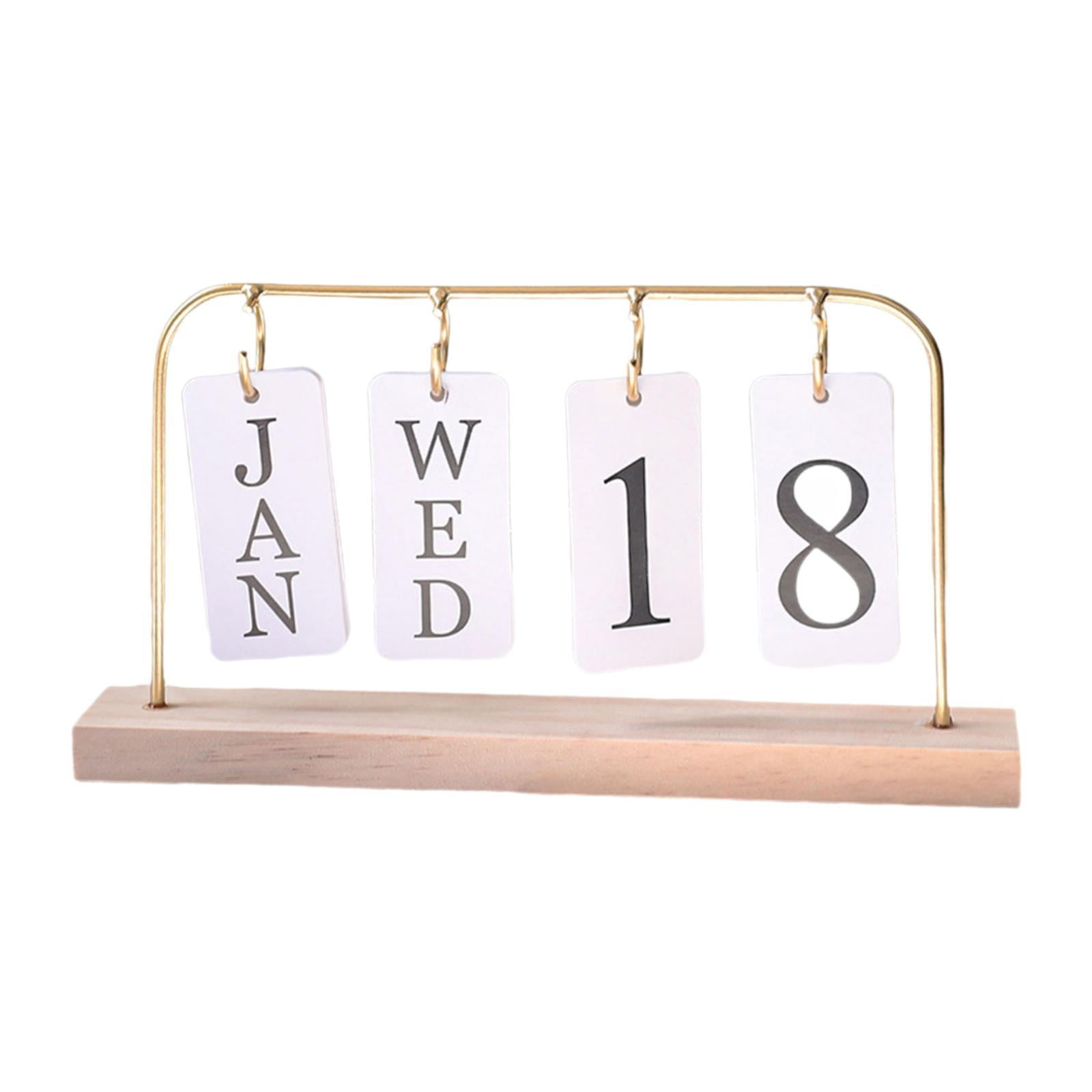 Flip Calendar Desk Date Calendar Standing Calendar Ring Design Wooden ...