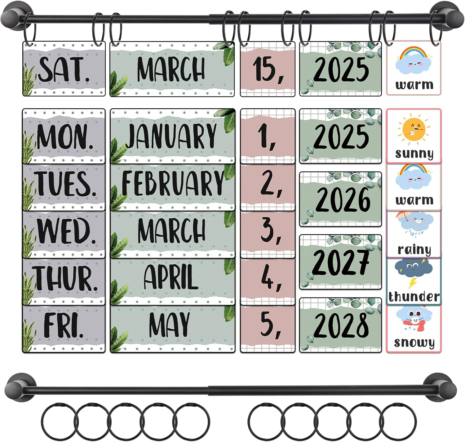 Flip Calendar for Classroom Calendar Bulletin Board Set with Adjustable ...