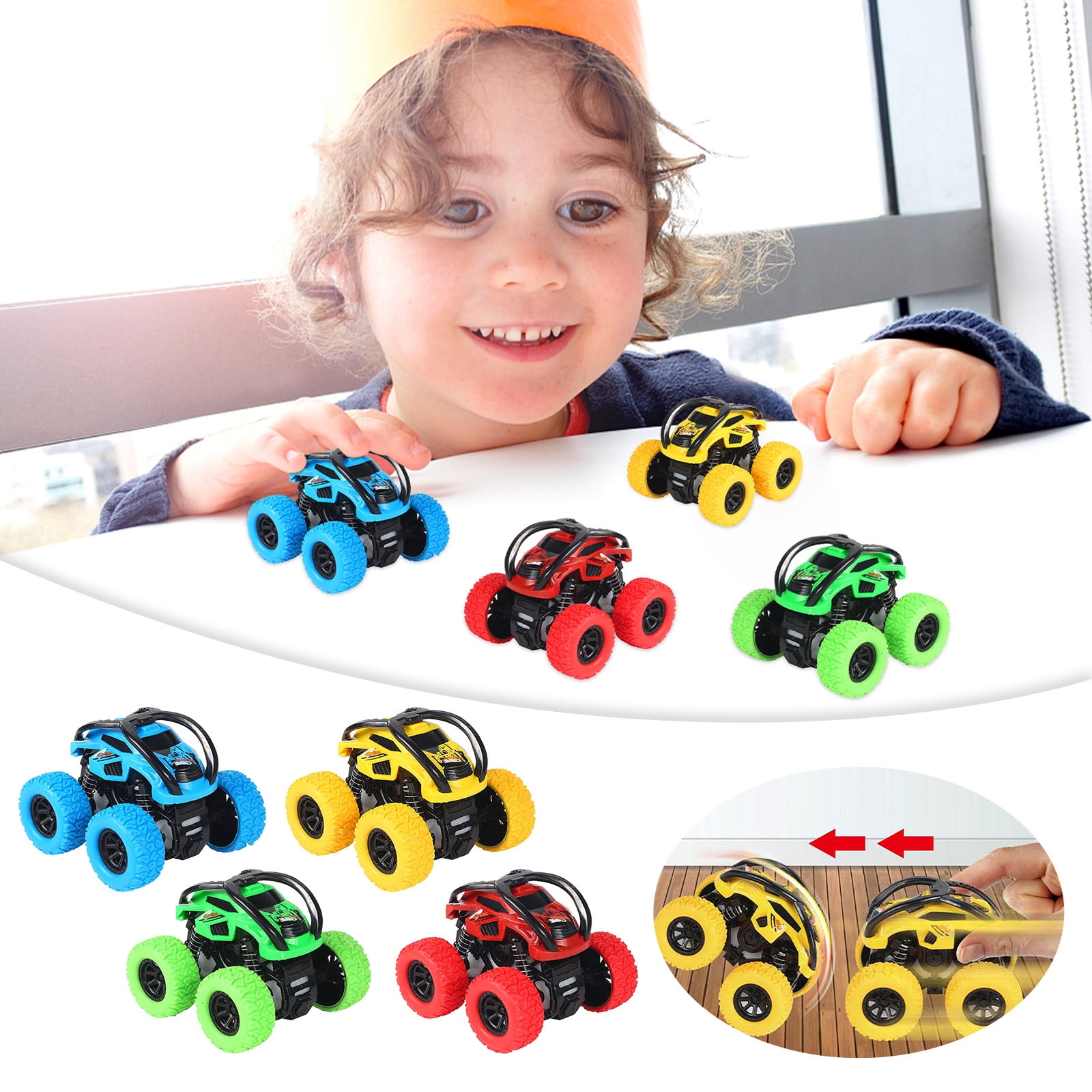 Flip Cars Toys, Push and Go Cars Toys for 3-6 Years Old, Inertial Four ...