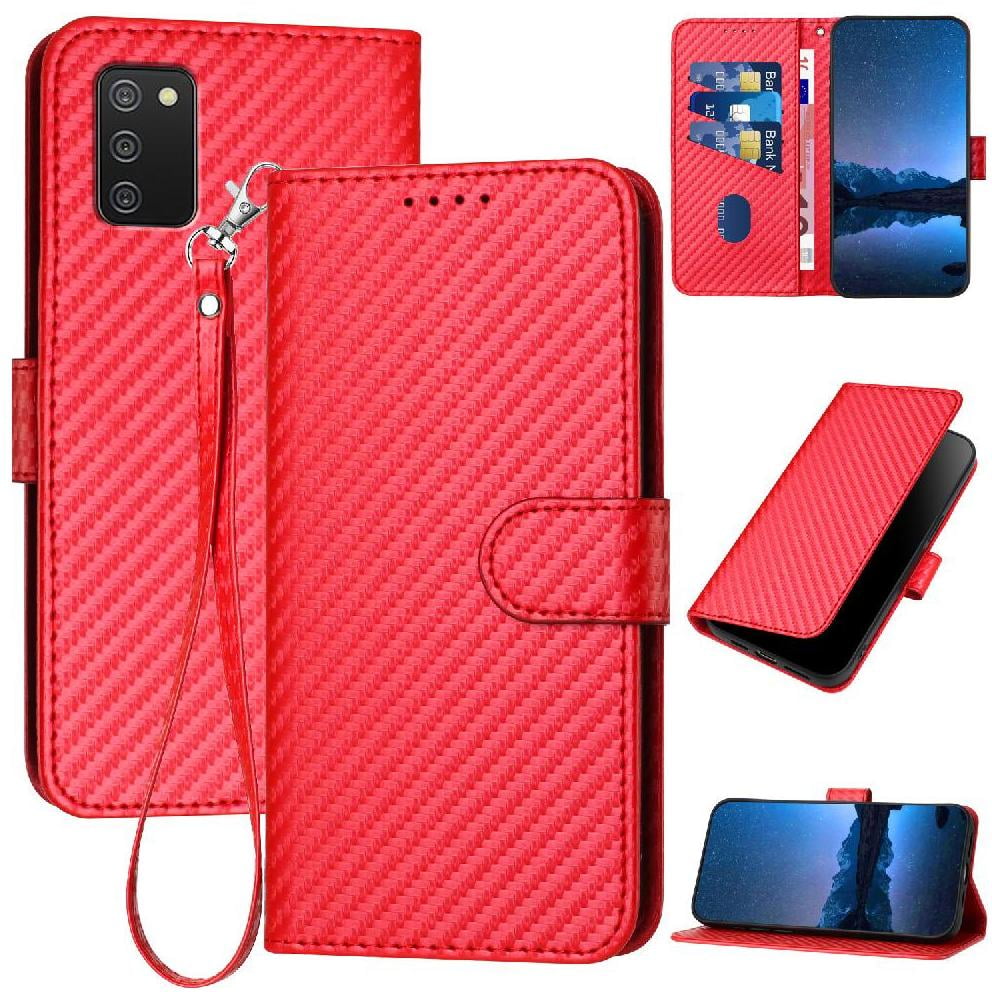 Flip Case for Samsung Galaxy A02s Premium Leather Carbon Fiber Surface ...