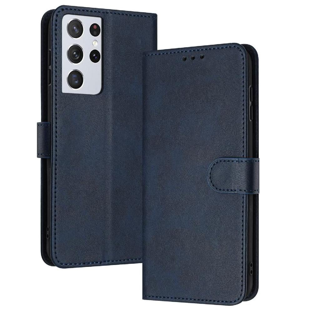 Flip Case for Samsung Galaxy S21 Ultra Pu Leather Pure Colour with ...