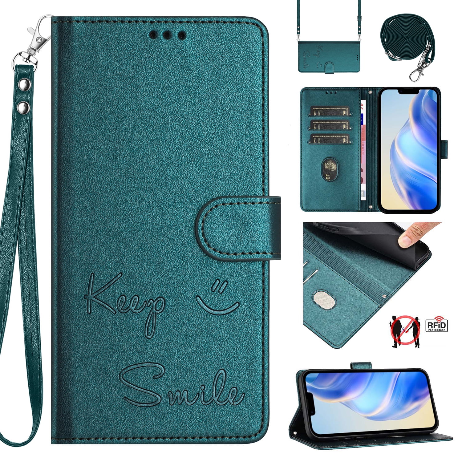 Flip Case for iPhone 14 Pro Max, Embossed PU Leather Full body ...