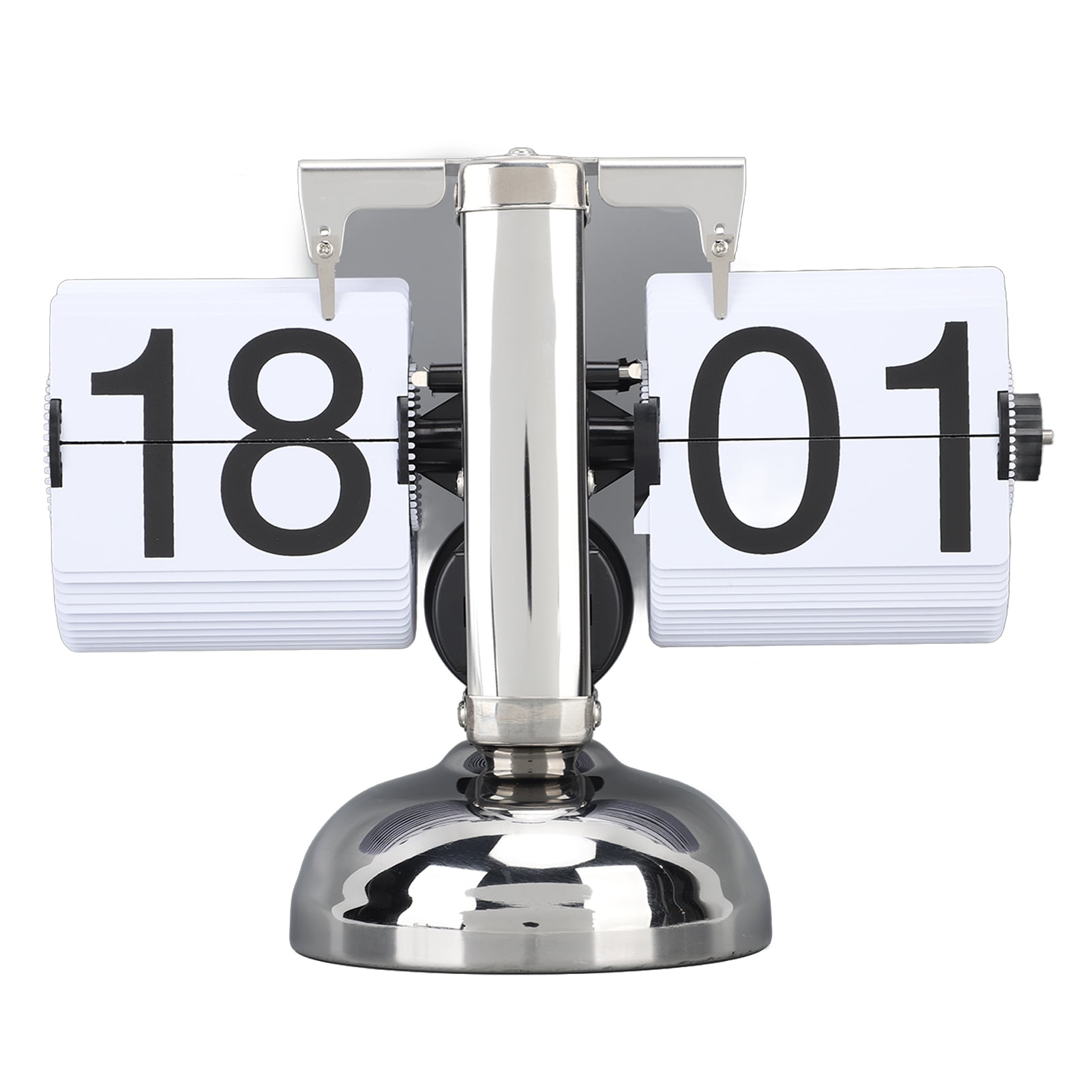 Flip Clock Large Number Battery Powered Stainless Steel Tabletop Retro ...