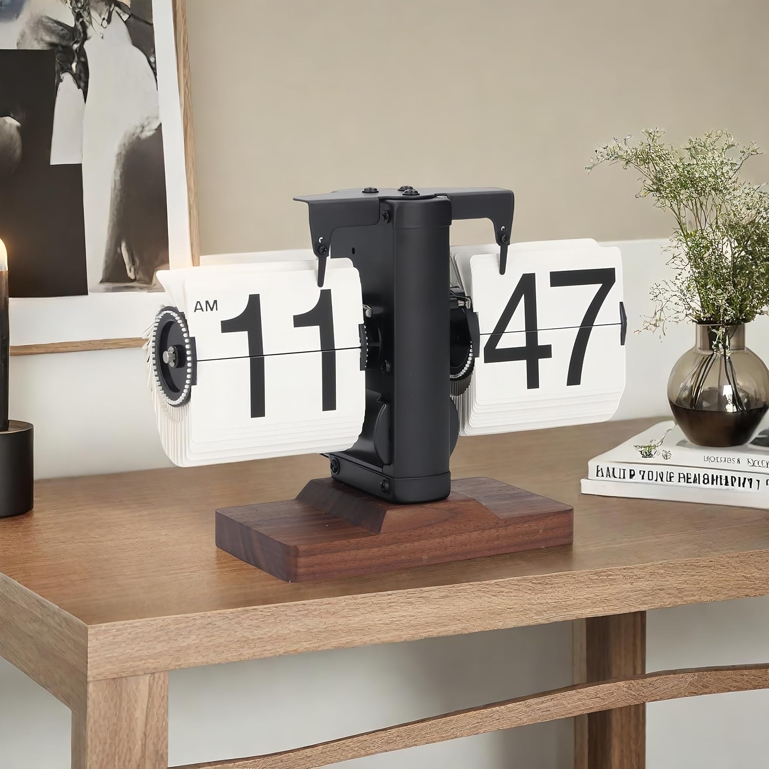 Flip Desk Clock, 12 Hours Single Sided Retro Flip Down Clock, Battery ...