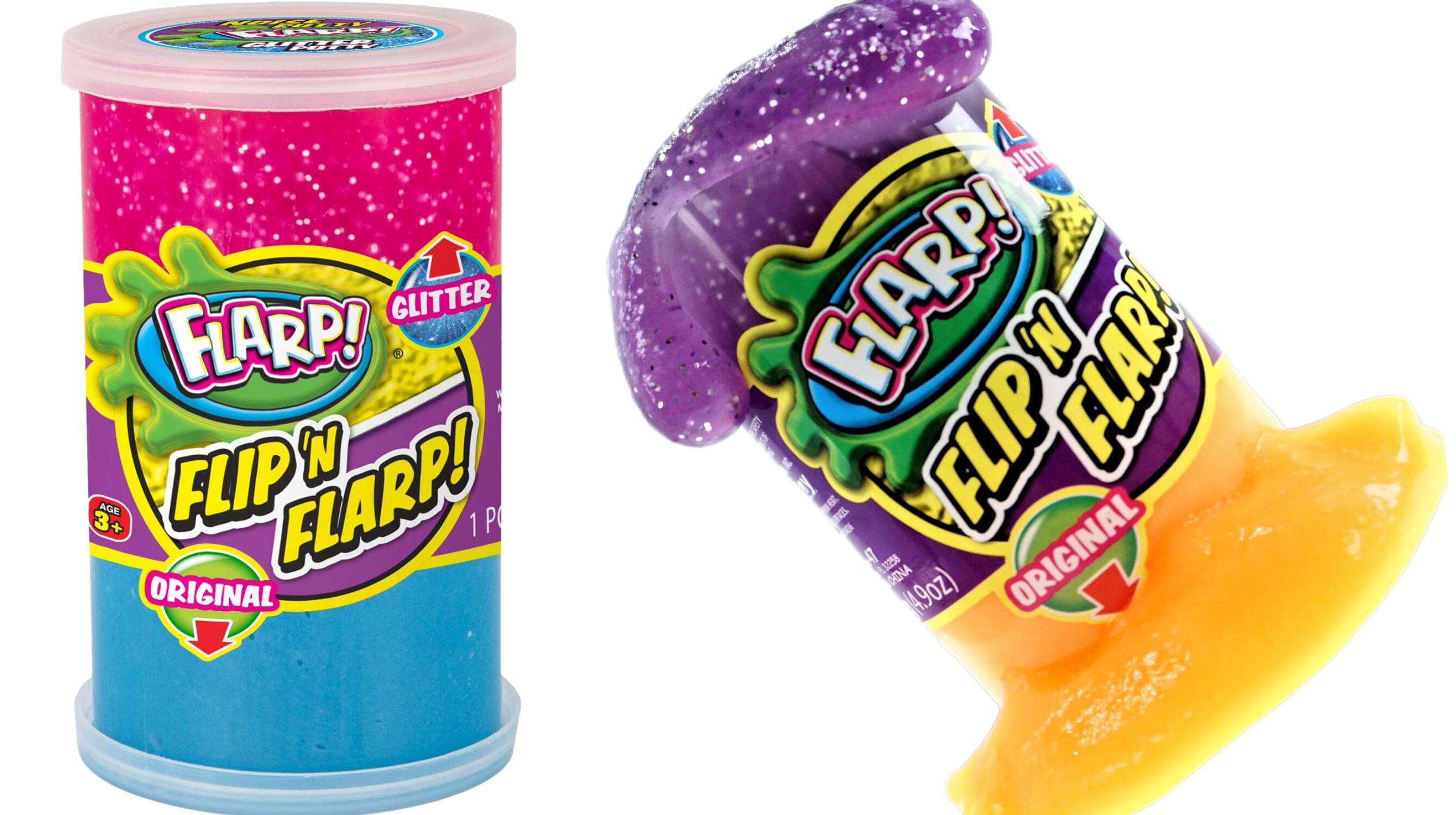 Flip & Flarp Noise Putty for Kids Double Pack Original & Glitter JA-RU ...