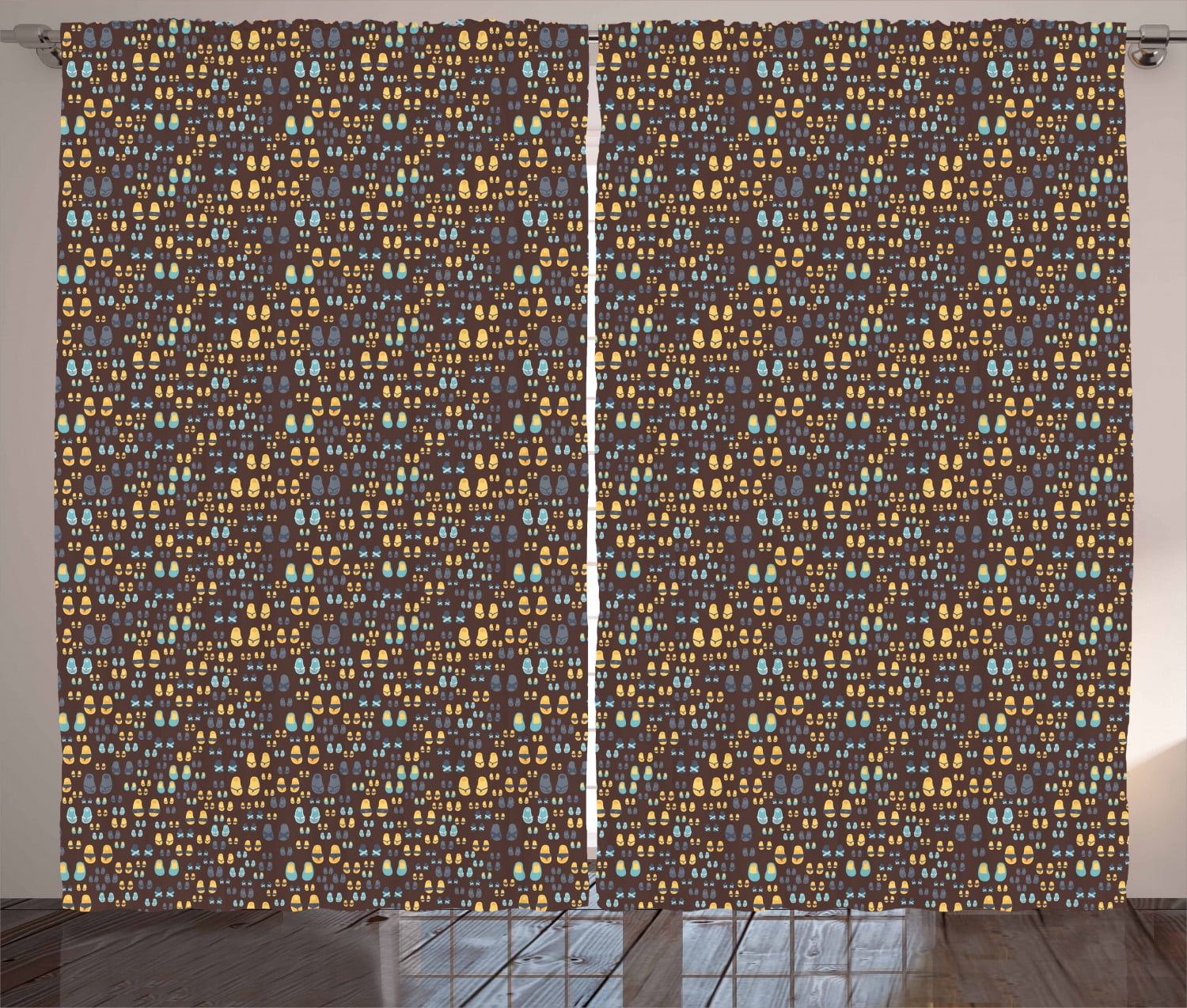 Flip Flop Curtains 2 Panels Set, Minimalist Style Repeating Pattern of ...