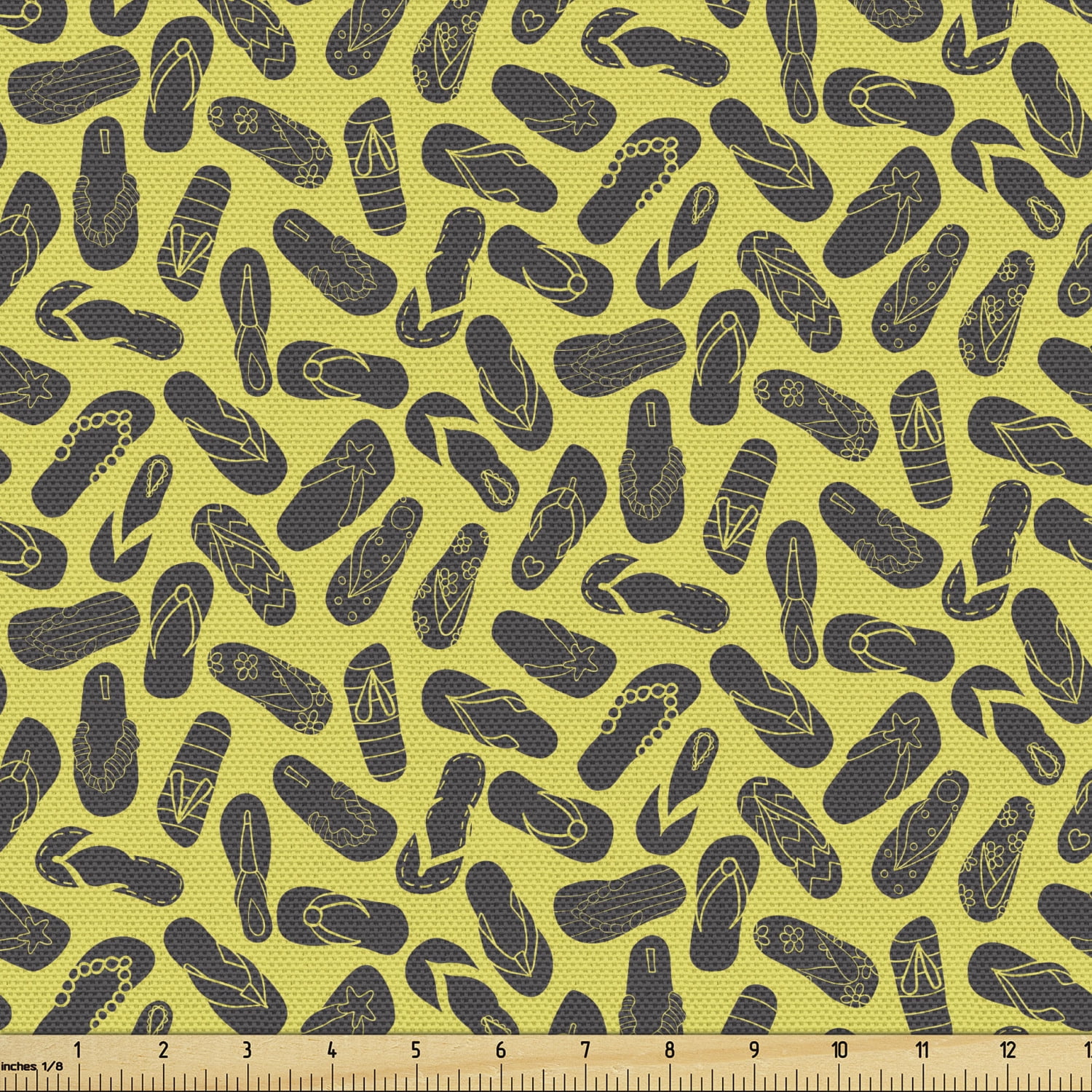 Flip Flop Fabric by the Yard, Hand Drawn Style Simplistic Design of ...