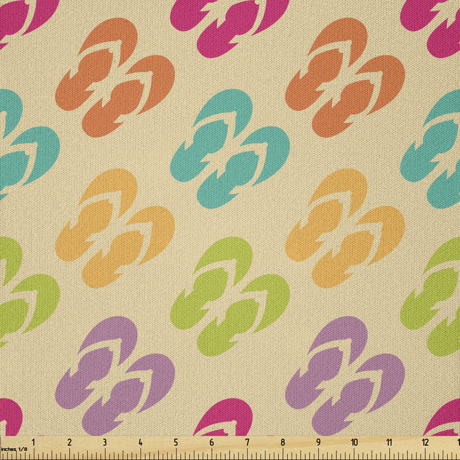 Flip Flop Fabric by The Yard, Minimalist Style Repeating Pattern Pairs ...