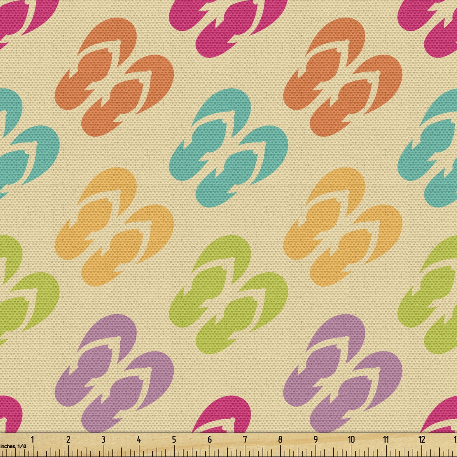 Ambesonne Flip Flop Fabric by the Yard Upholstery, Repeating Pattern, 1 ...
