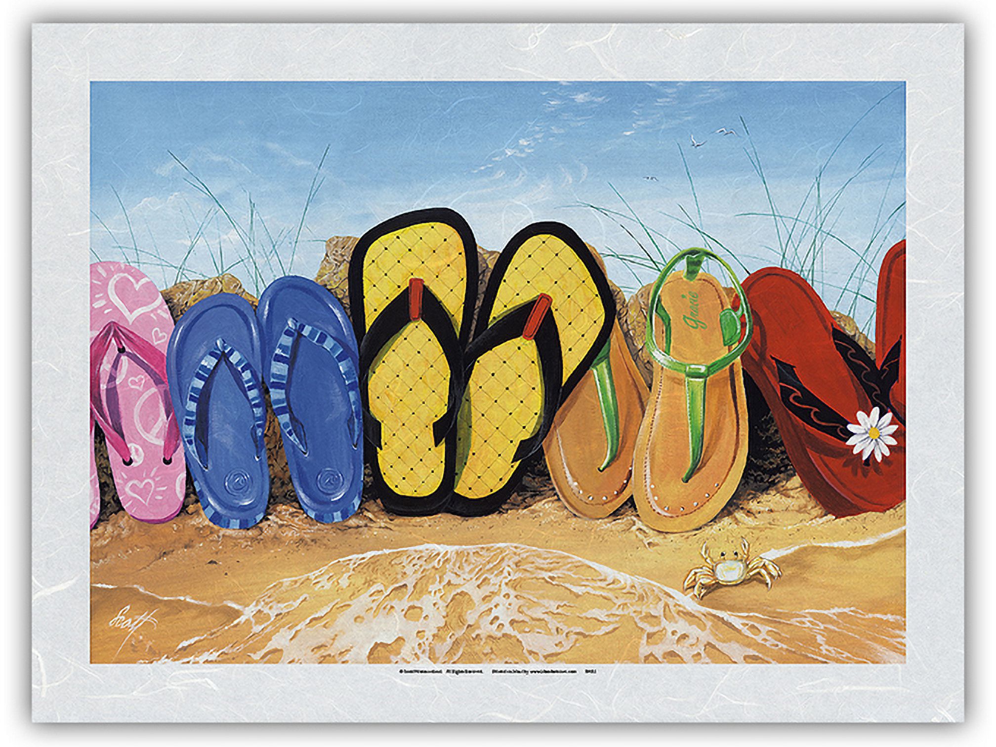 Flip Flop Fence No Lifeguard - From an Original Color Painting by Scott ...