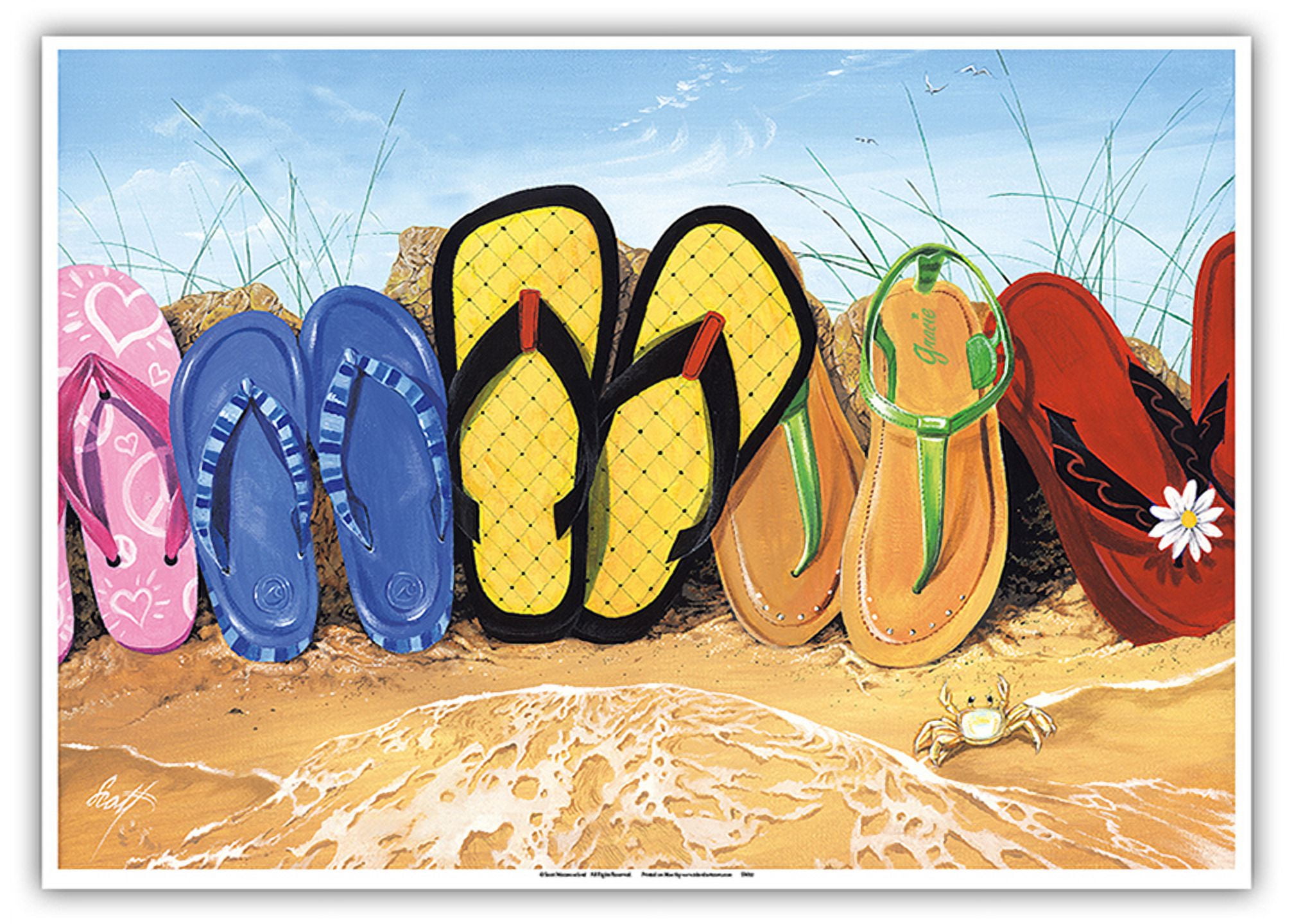 Flip Flop Fence No Lifeguard - From an Original Color Painting by Scott ...