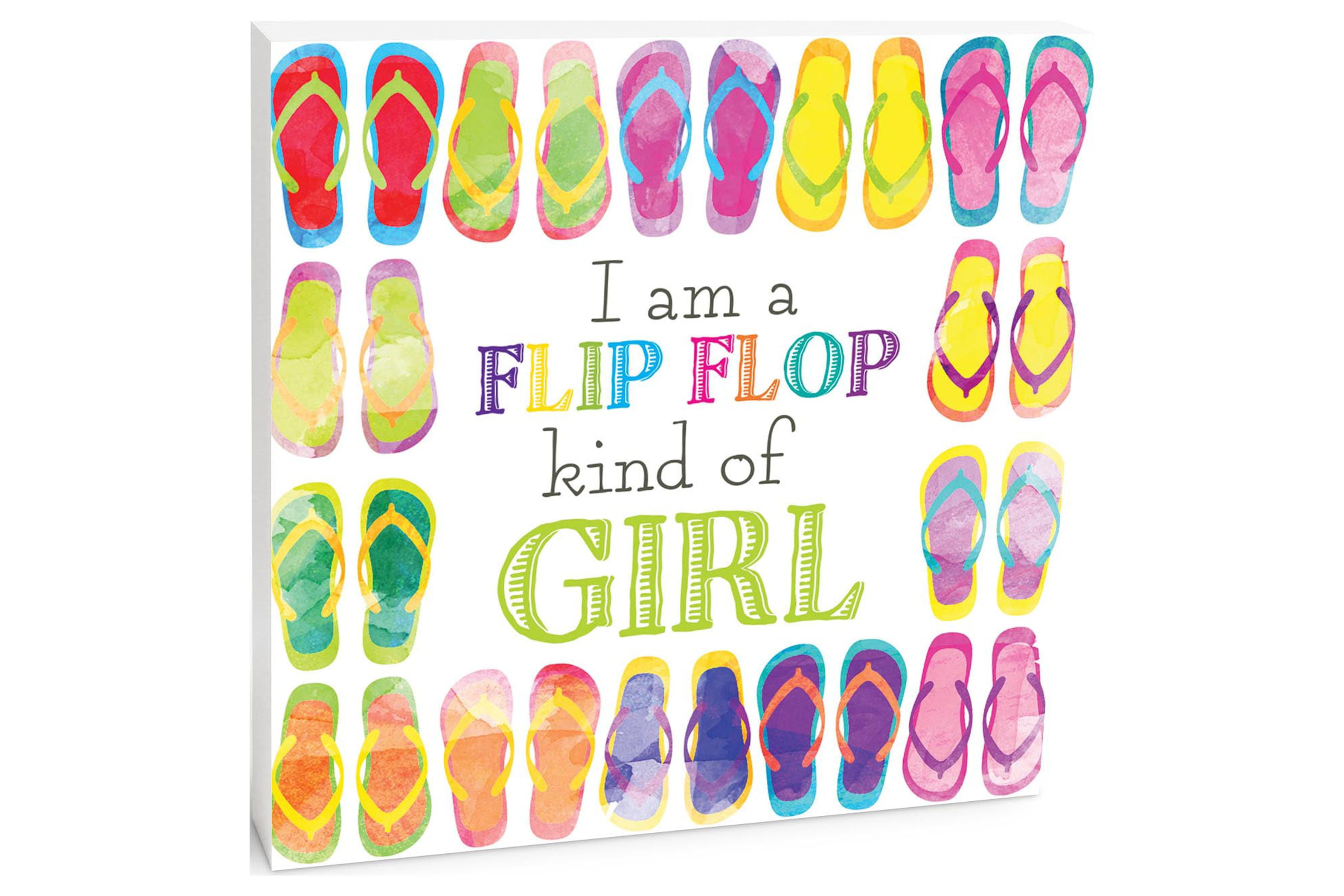 Flip Flop Girl Multicolored Flip Flops 10 x 10 Wood Tabletop Sign ...