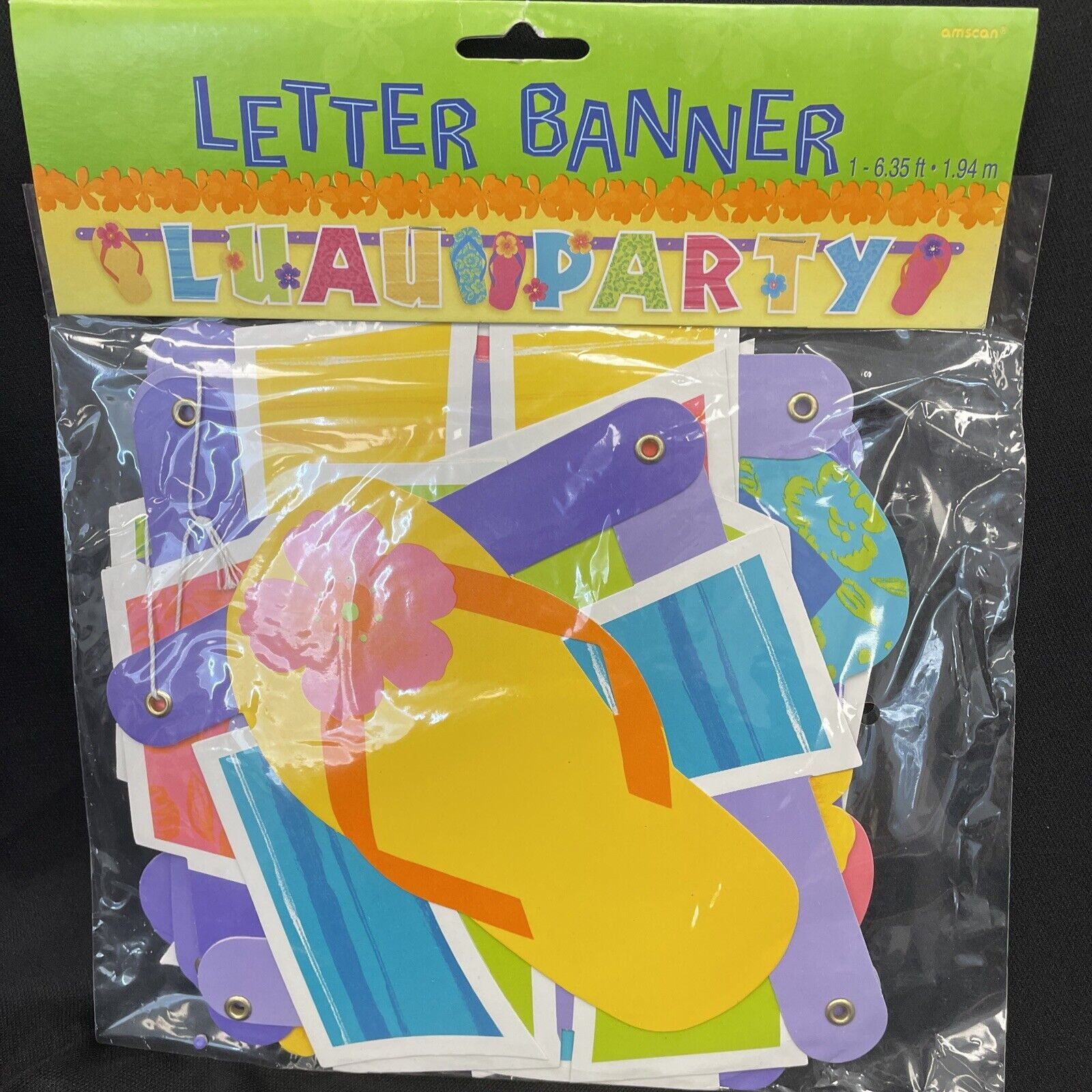 Amscan Flip Flop Luau Party Illustrated Letter Banner, 7 1/2ft ...